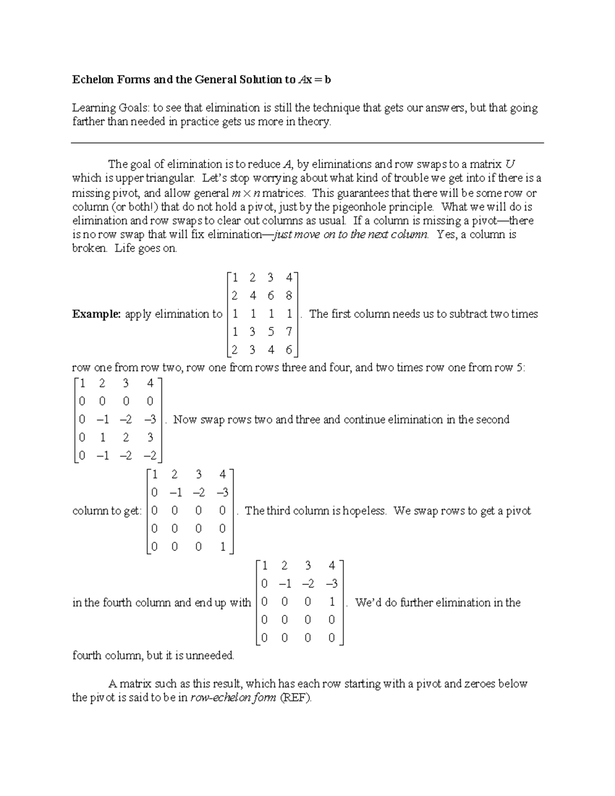 22 Echelon Forms - REF and RREF mechanics - Echelon Forms and the ...