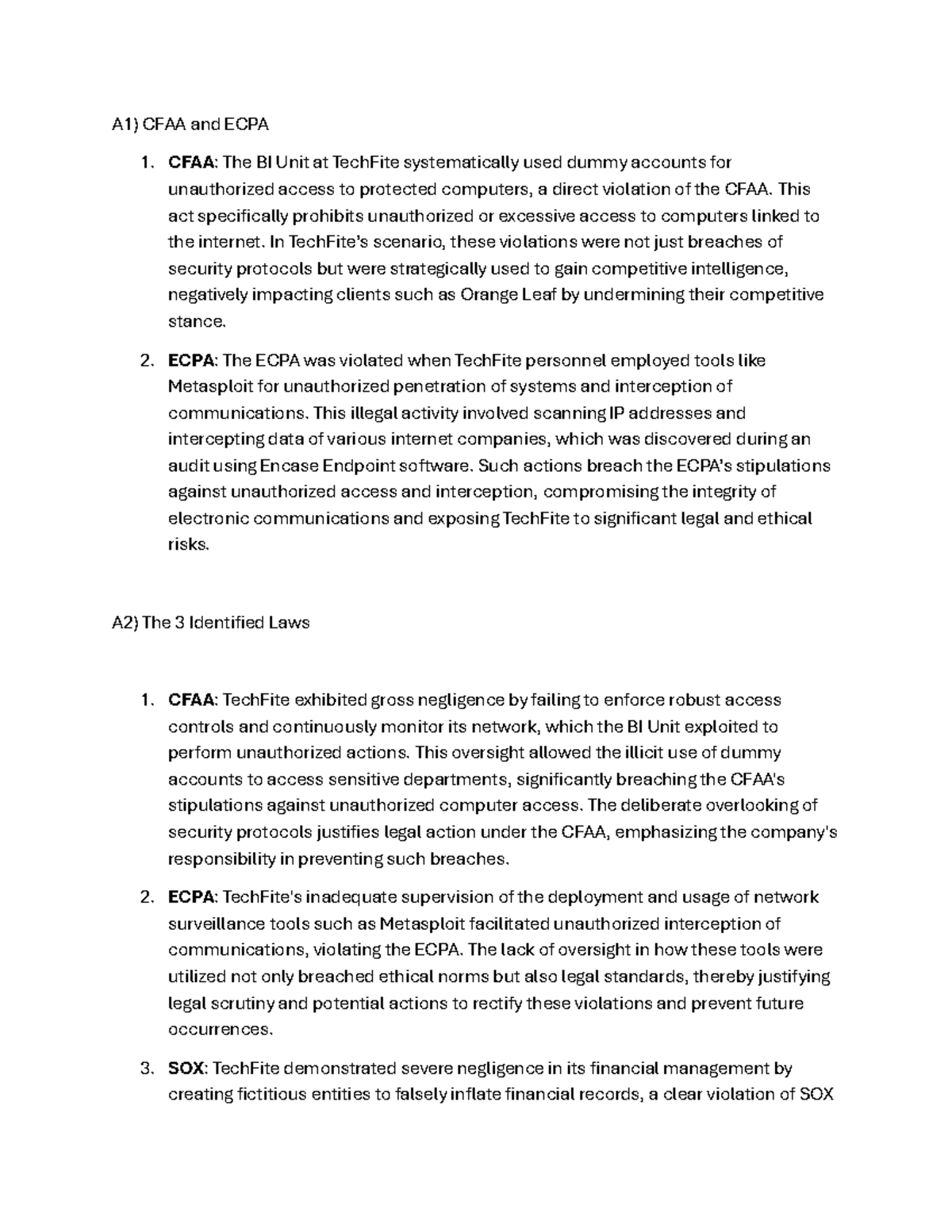 C841 Task 1 - Powerpoint Slide Format - A1) CFAA and ECPA 1. CFAA: The ...
