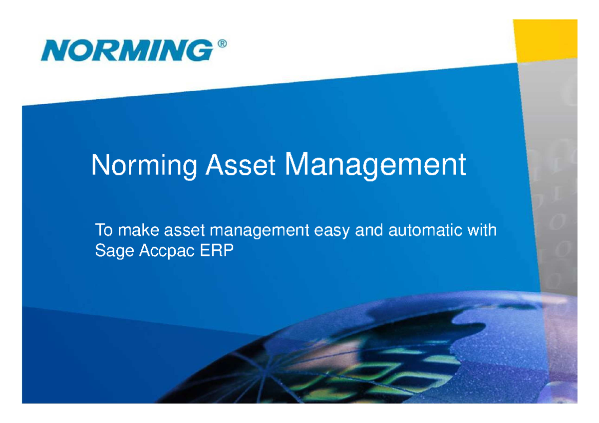 Norming Asset Management - Asset Numbering Asset ID may consist of up ...