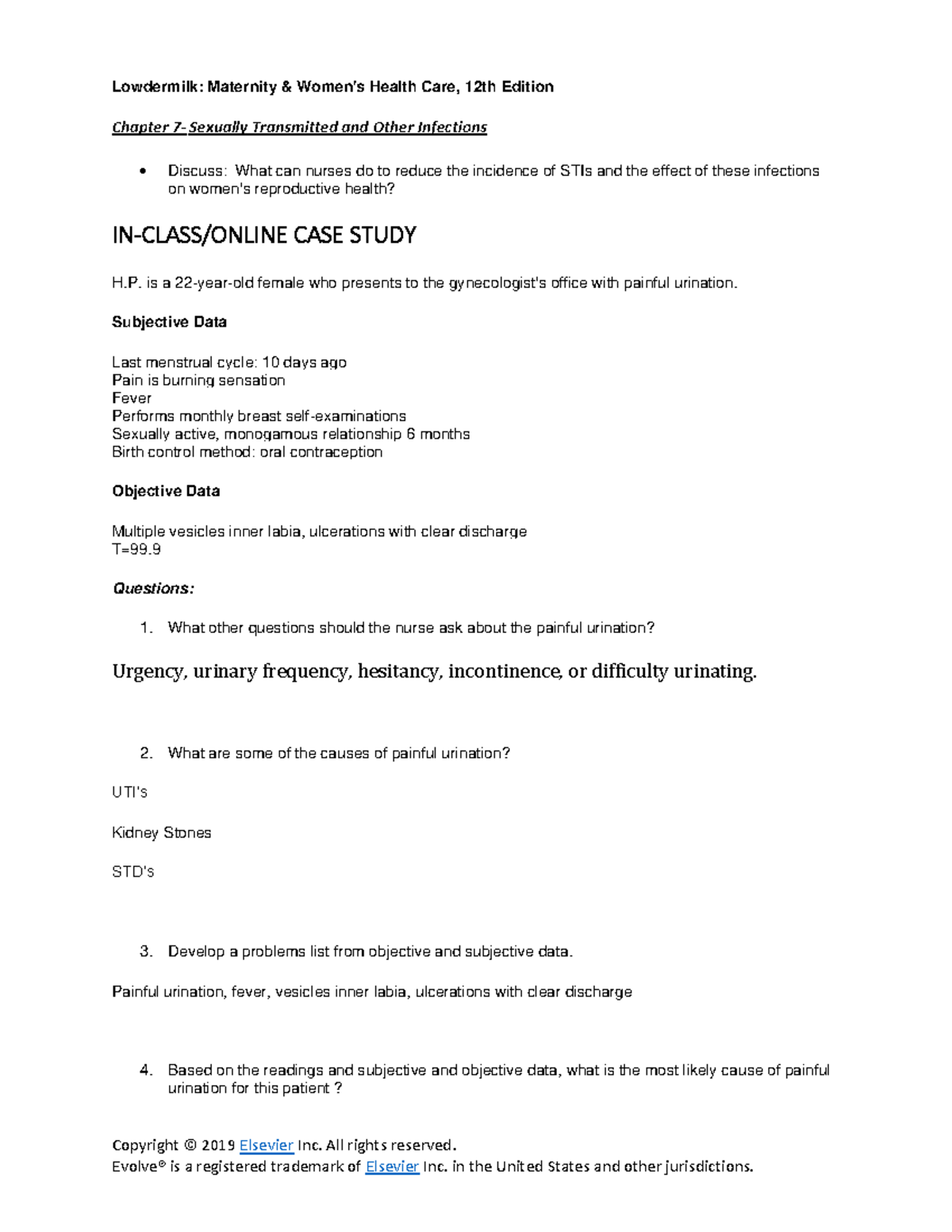 Chapter 7-Case Study OB - upload - Lowdermilk: Maternity & Women's ...