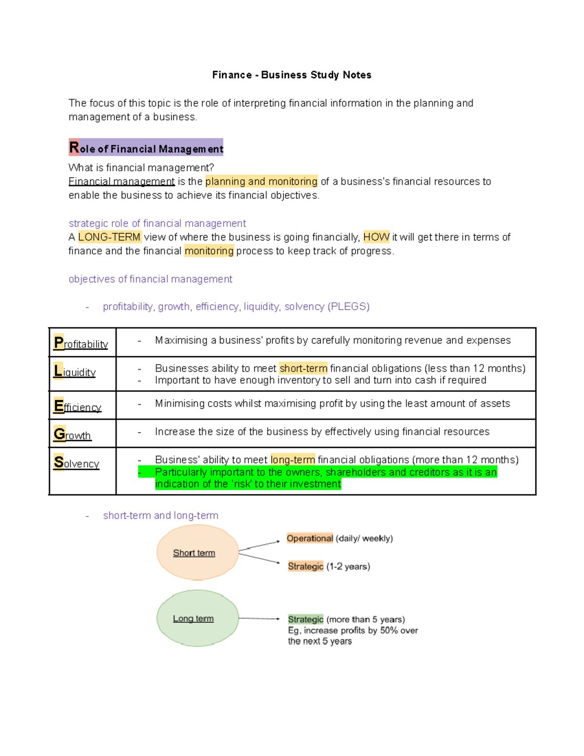Finance notes - Finance - Business Study Notes The focus of this topic ...