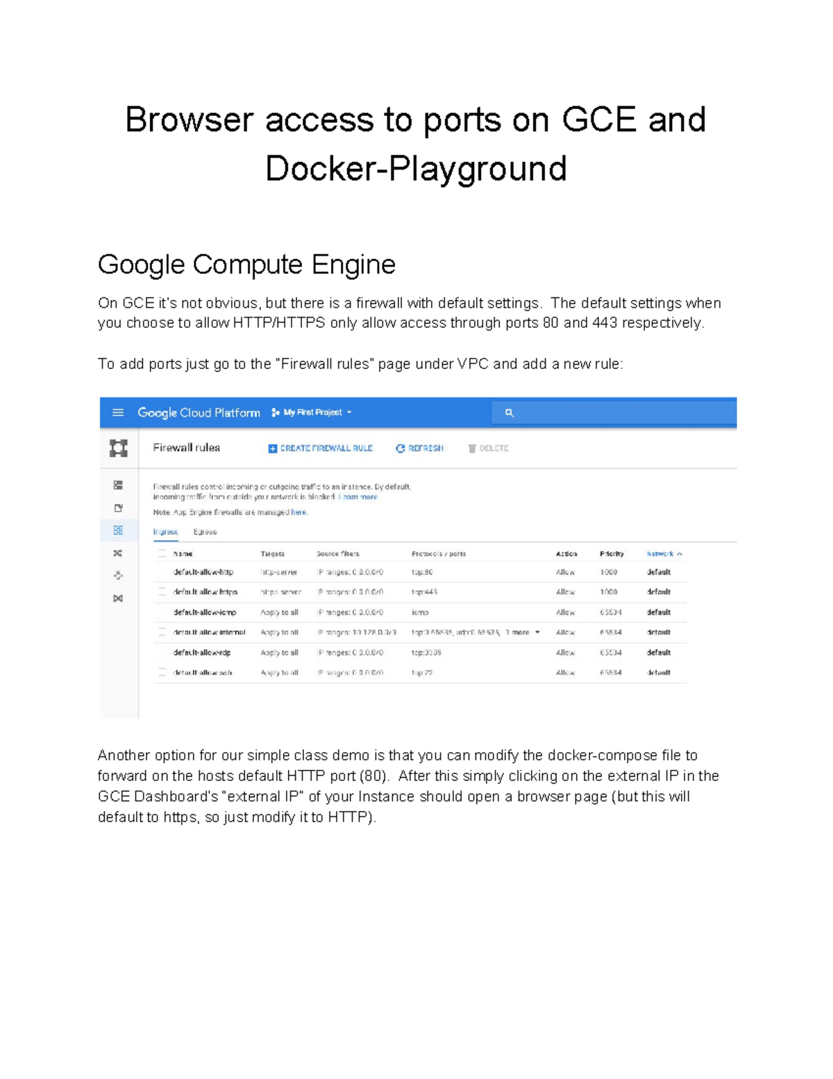 Browser access to ports on GCE and Docker-Playground - Browser access ...