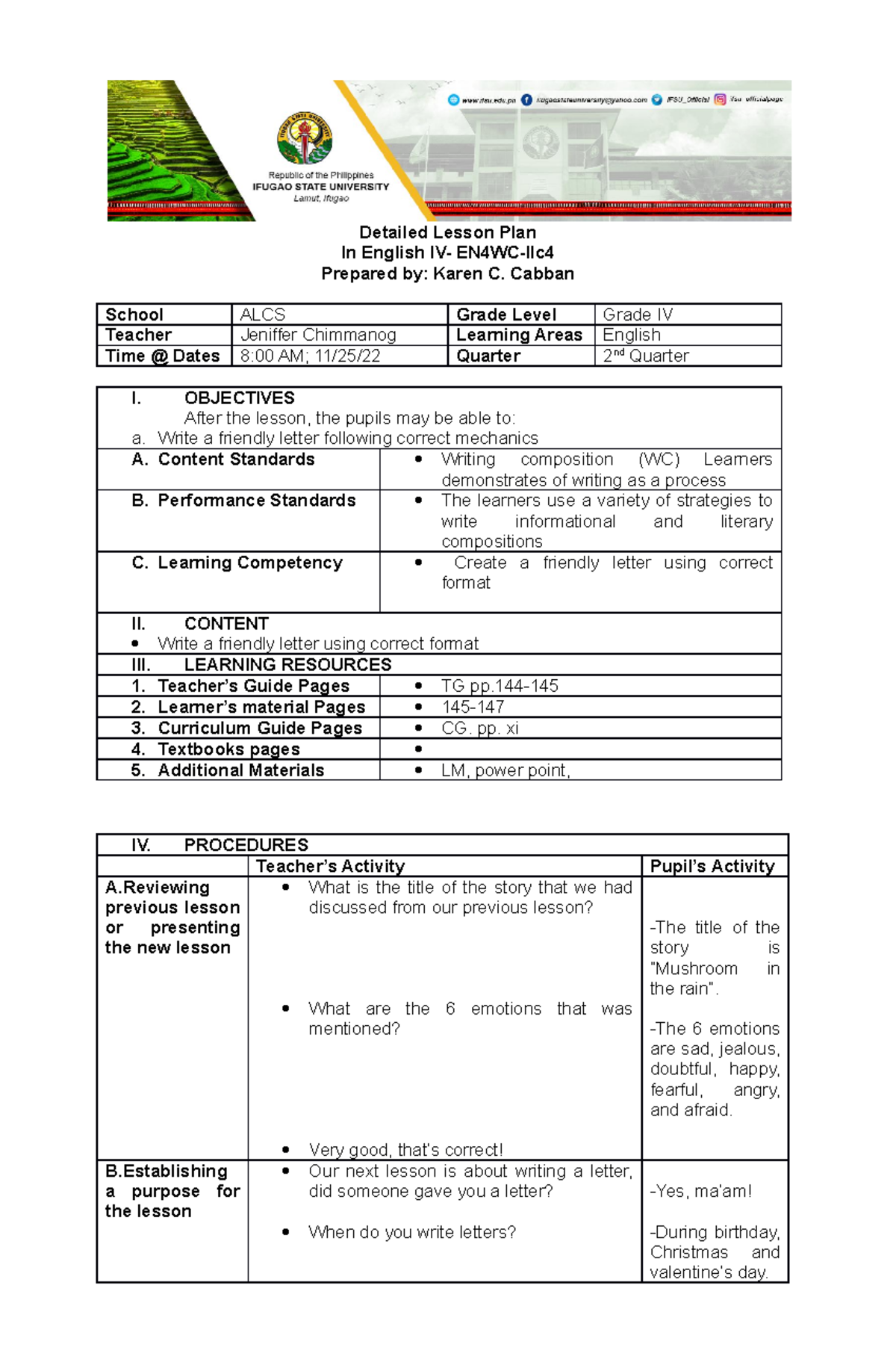 Writing letter DLP - This will serve as my basis in answering my ...