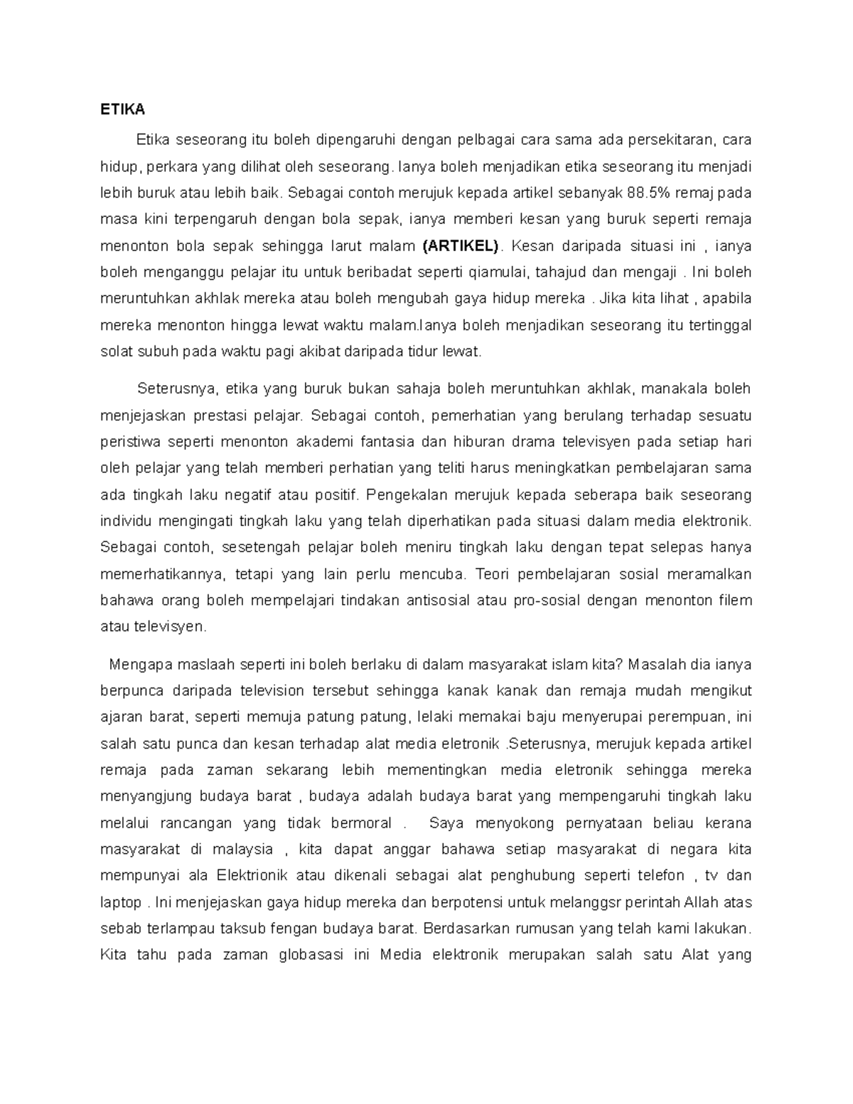 Etika - UITM 2022 , CTU ASSIGNMENT 2022 , UITM 2022 , CTU ASSIGNMENT ...