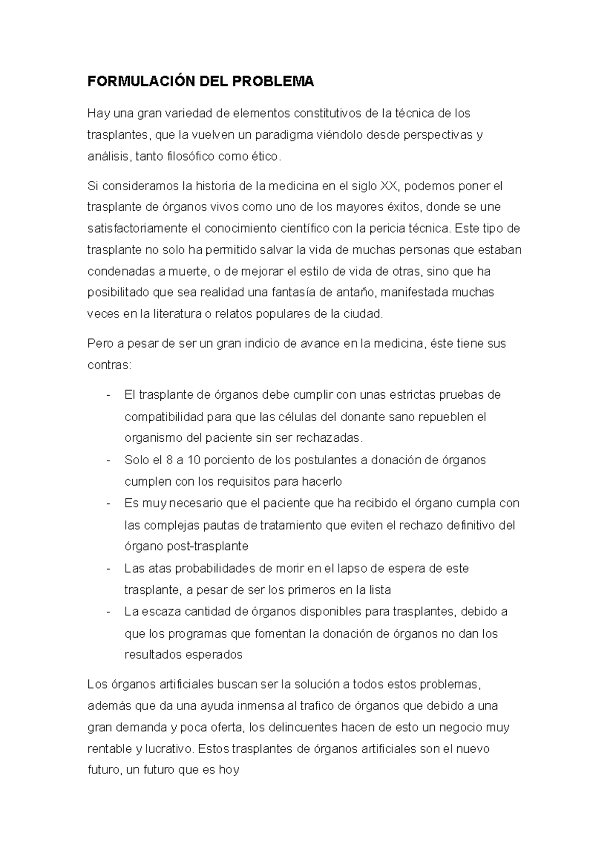 Formulacion del problema y objetivos - FORMULACIÓN DEL PROBLEMA Hay una ...