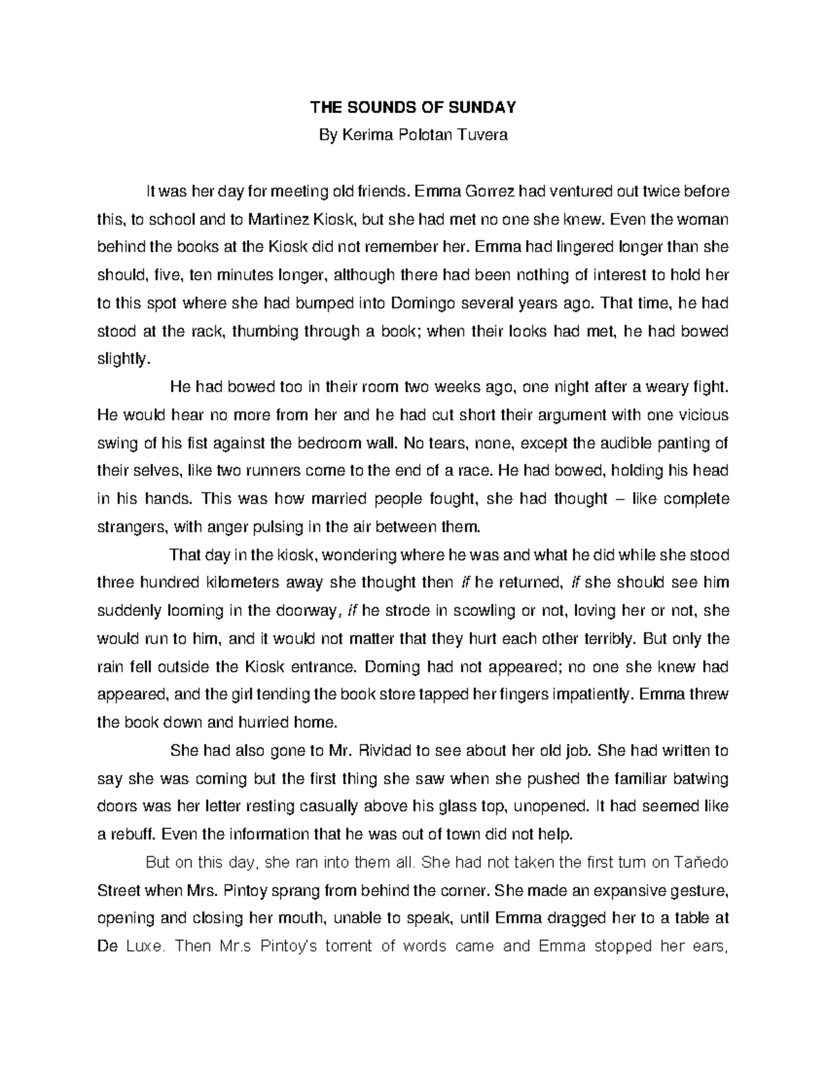 THE Sounds OF Sunday - By: Kerima Polotan Tuvera - THE SOUNDS OF SUNDAY ...