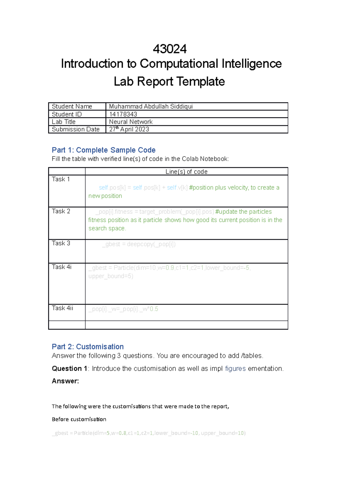 Labreport Template - notes - 43024 Introduction to Computational ...