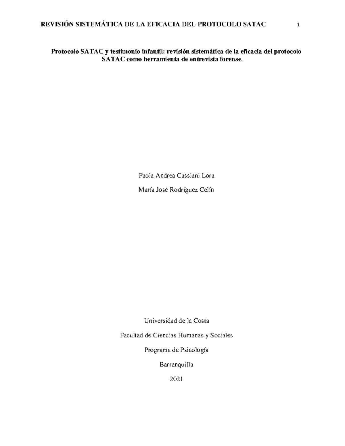 Satac y testimonio infantil. de la wewb - Protocolo SATAC y testimonio ...