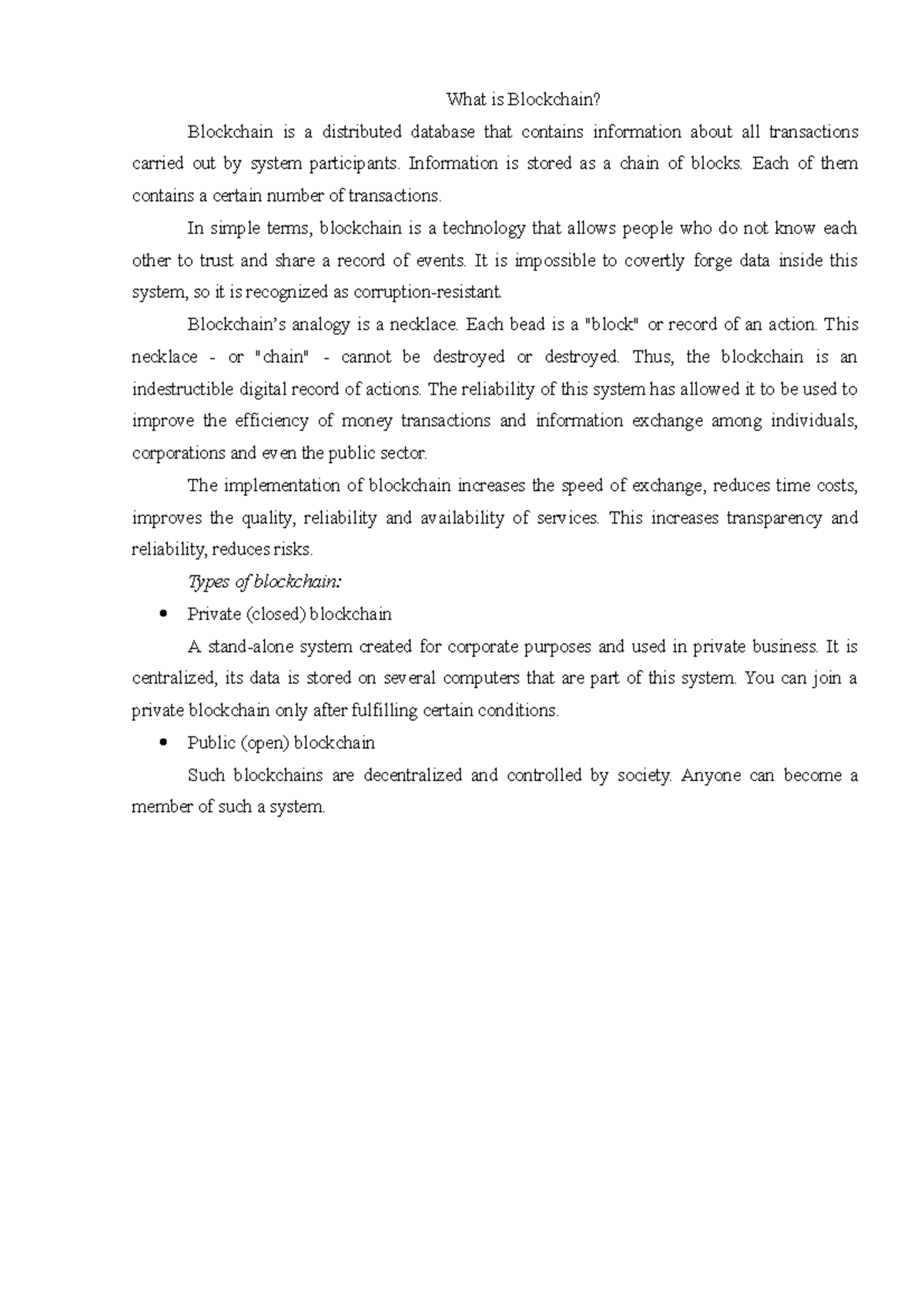 Blockchain Lecture Notes 1 What Is Blockchain Blockchain Is A Distributed Database That 