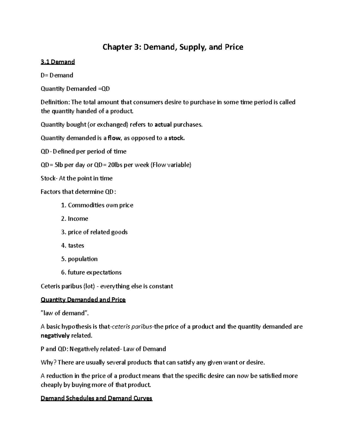 Chapter 3 Demand, Supply, and Price - Chapter 3: Demand, Supply, and ...