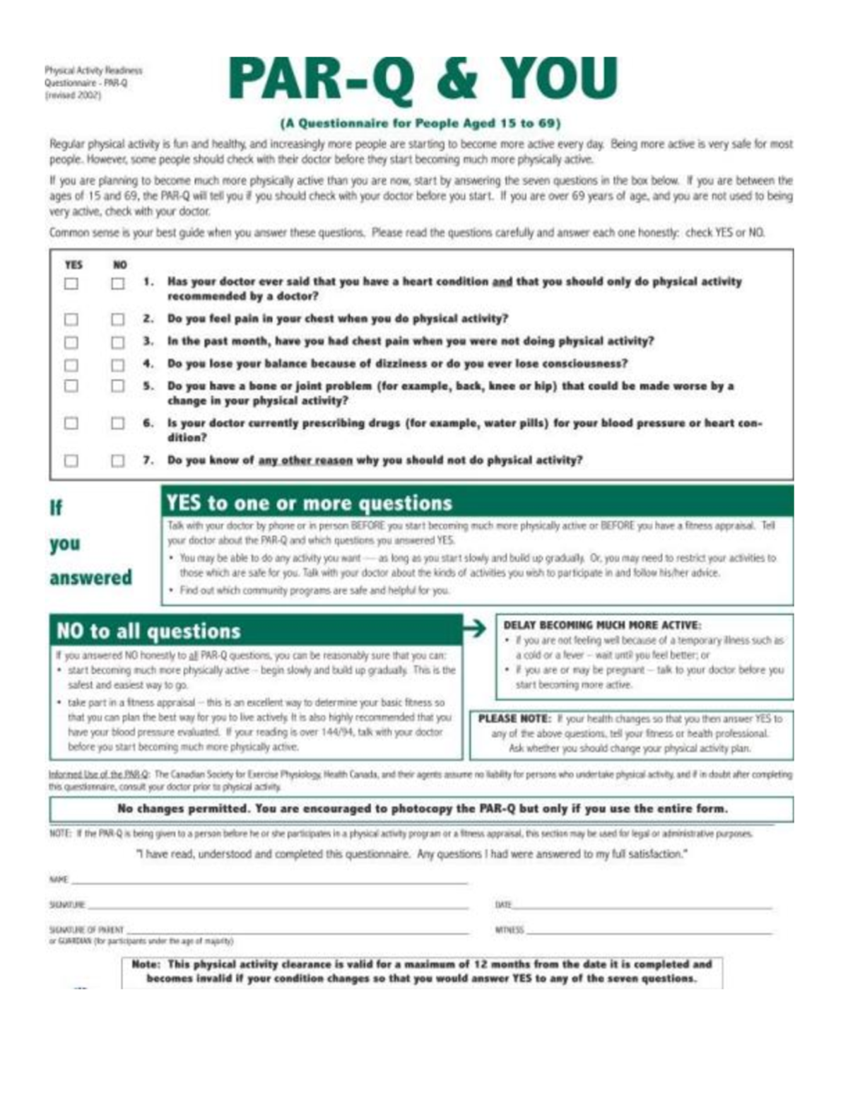 Physical Activity Readiness Questionnaire 1 gimena - BS Management ...