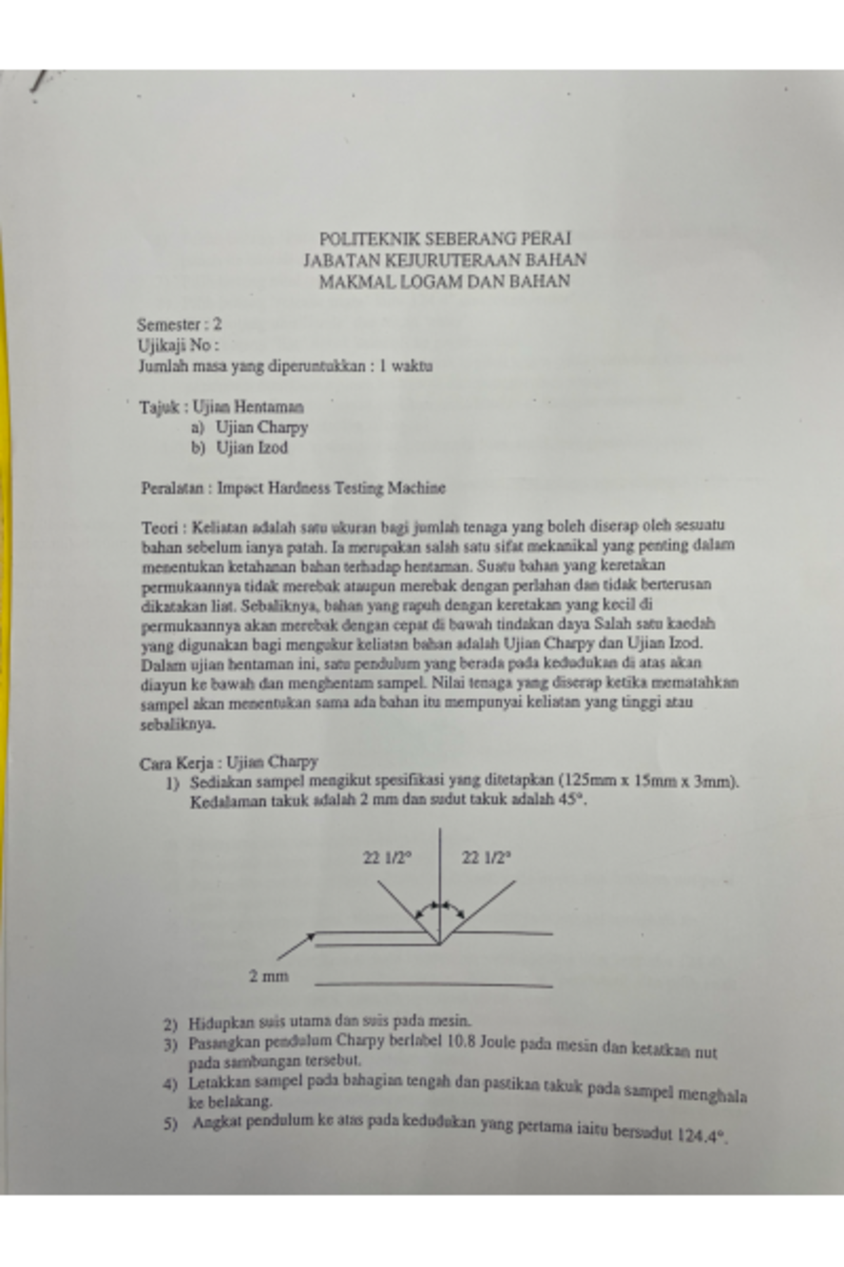 Charpy experiment - cute - Mechanical Engineering - Studocu