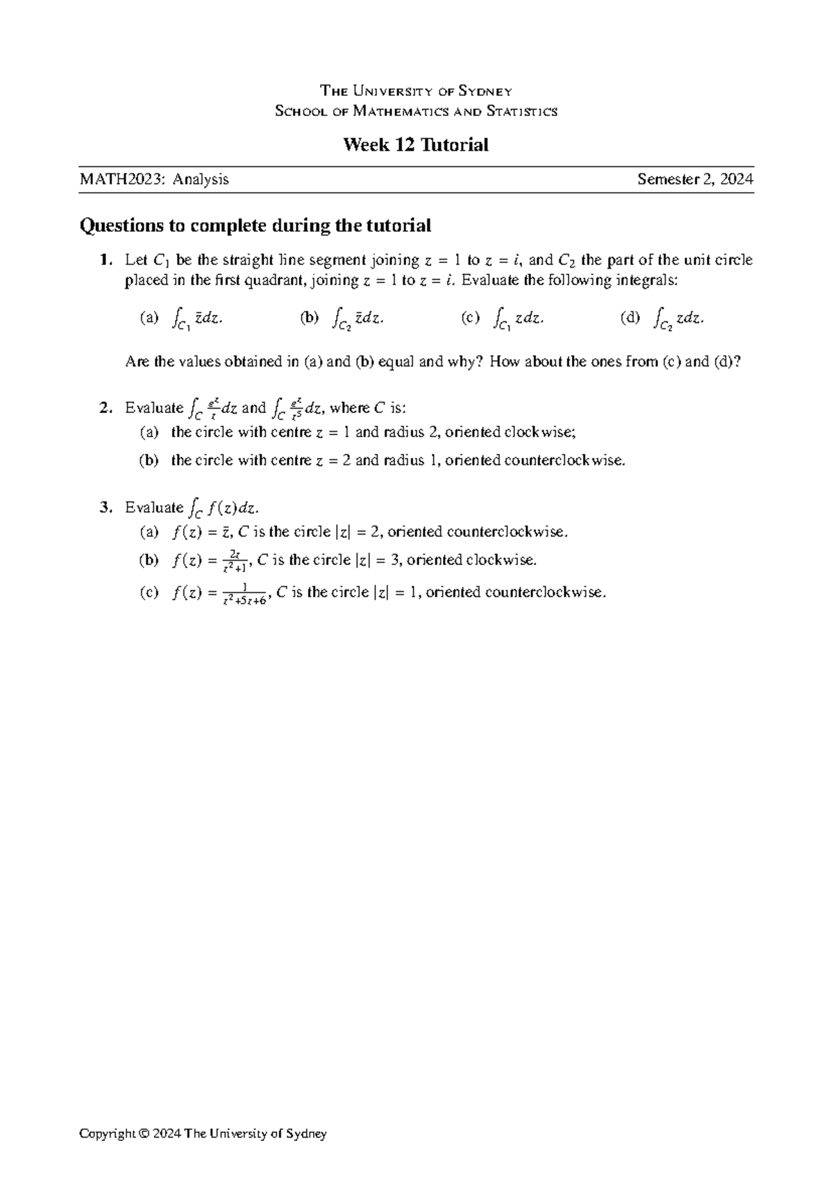 Week-12-tutorial - Week 12 Tutorial - The University of Sydney School ...