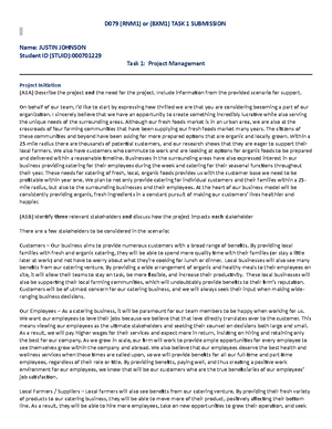 D079 RNM1 Task 1 - A. Discuss how you would plan the catered lunch ...