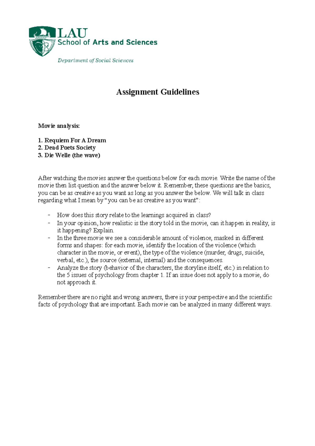 PSY-201 - Assignment Guidelines (Autosaved) - Assignment Guidelines ...