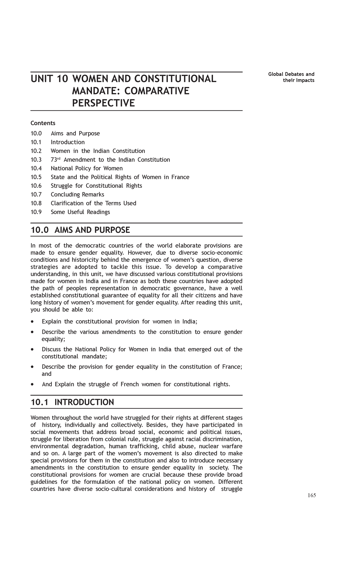 Unit-10 - Good notes - Global Debates and UNIT 10 WOMEN AND ...