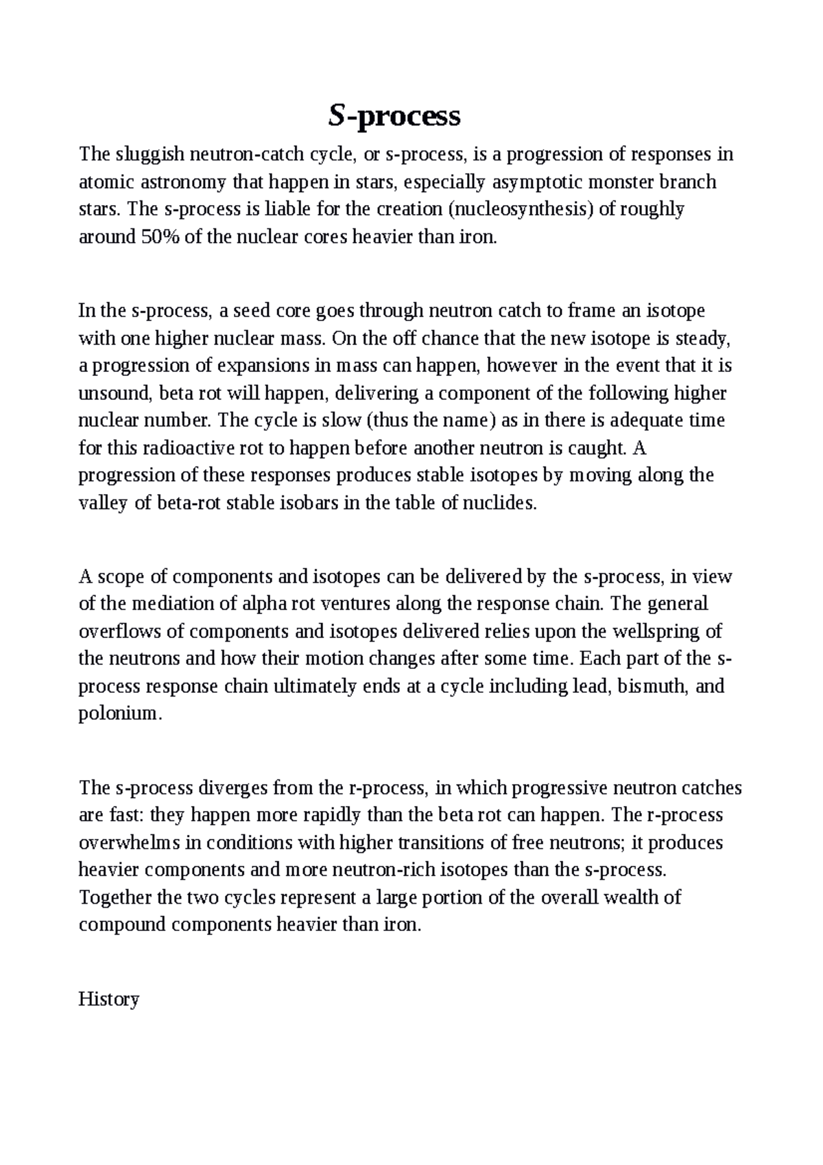 S-process - Ifah - S-process The sluggish neutron-catch cycle, or s ...