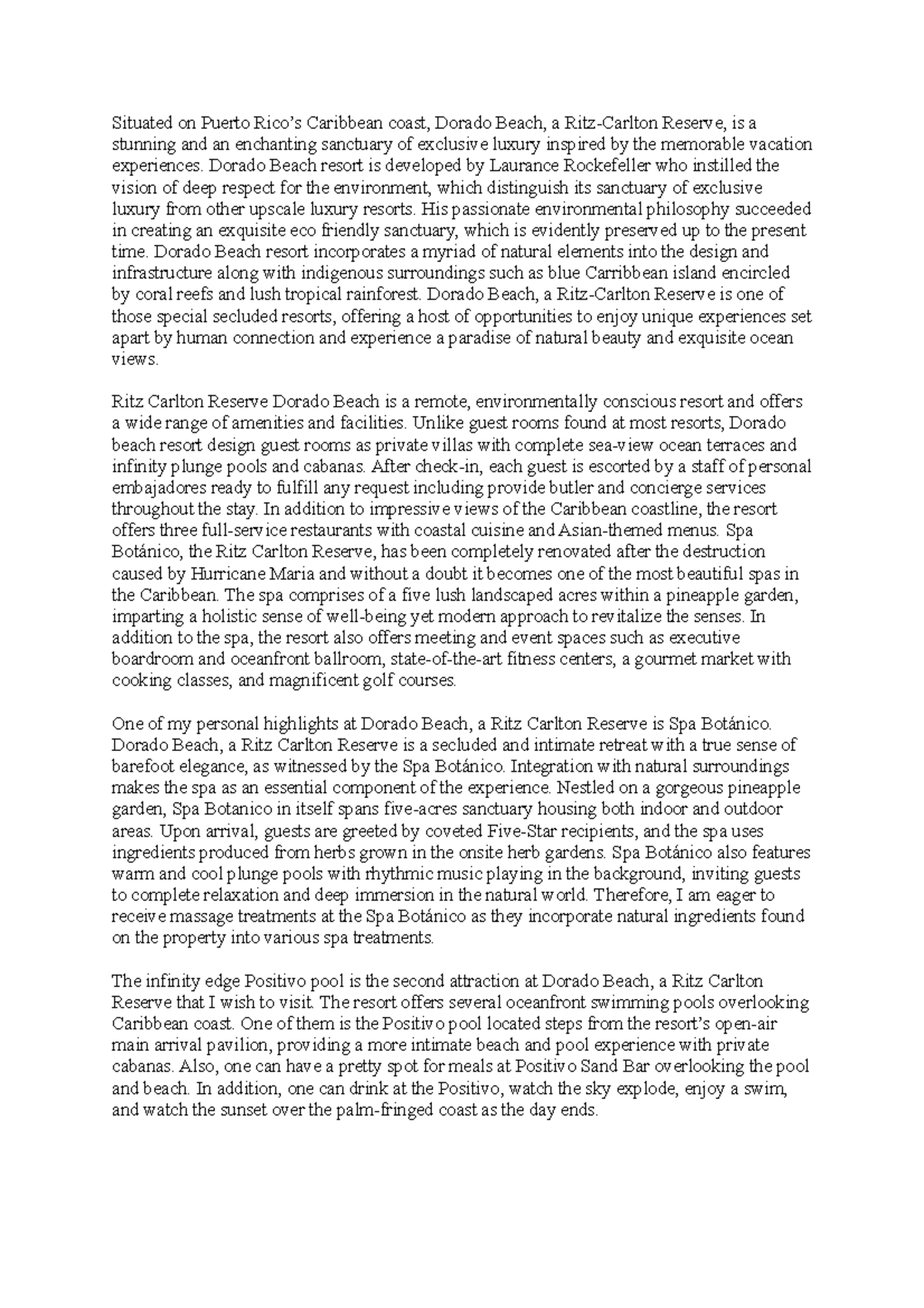 Week 6 Essay - Grade: A - Situated on Puerto Rico’s Caribbean coast ...