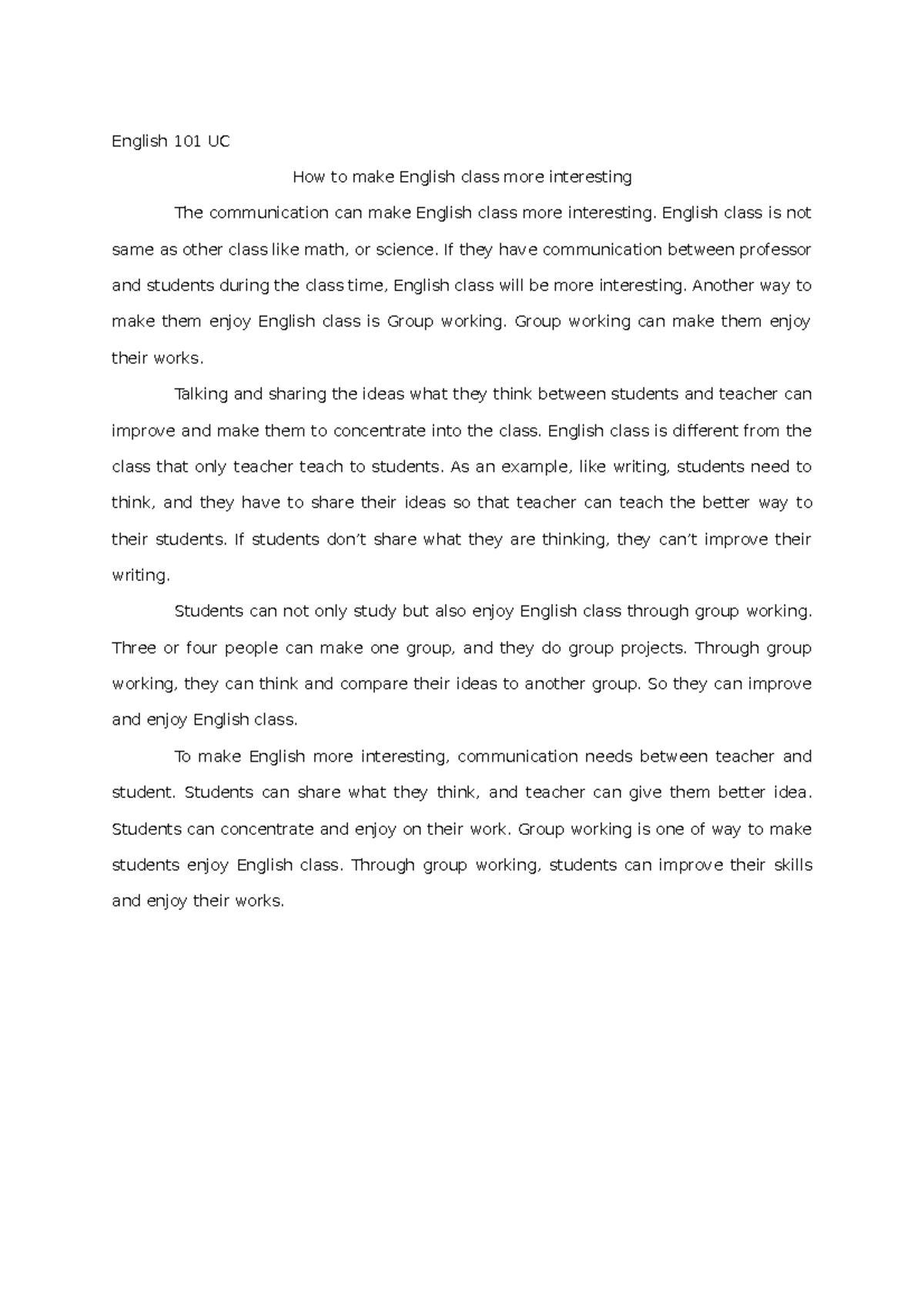 How To Make English Class More Interesting English Class Is Not Same