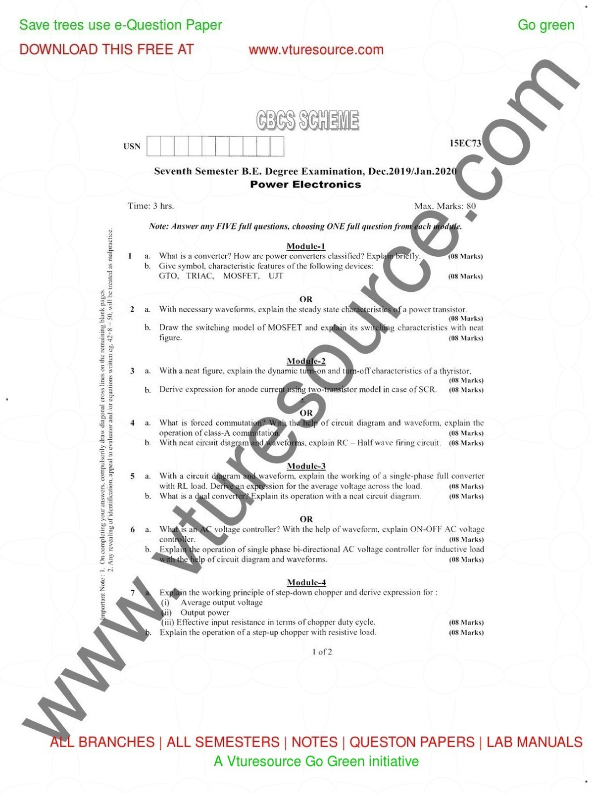 Power Electronics Jan-2020 - Power ELECTRONICS - Studocu