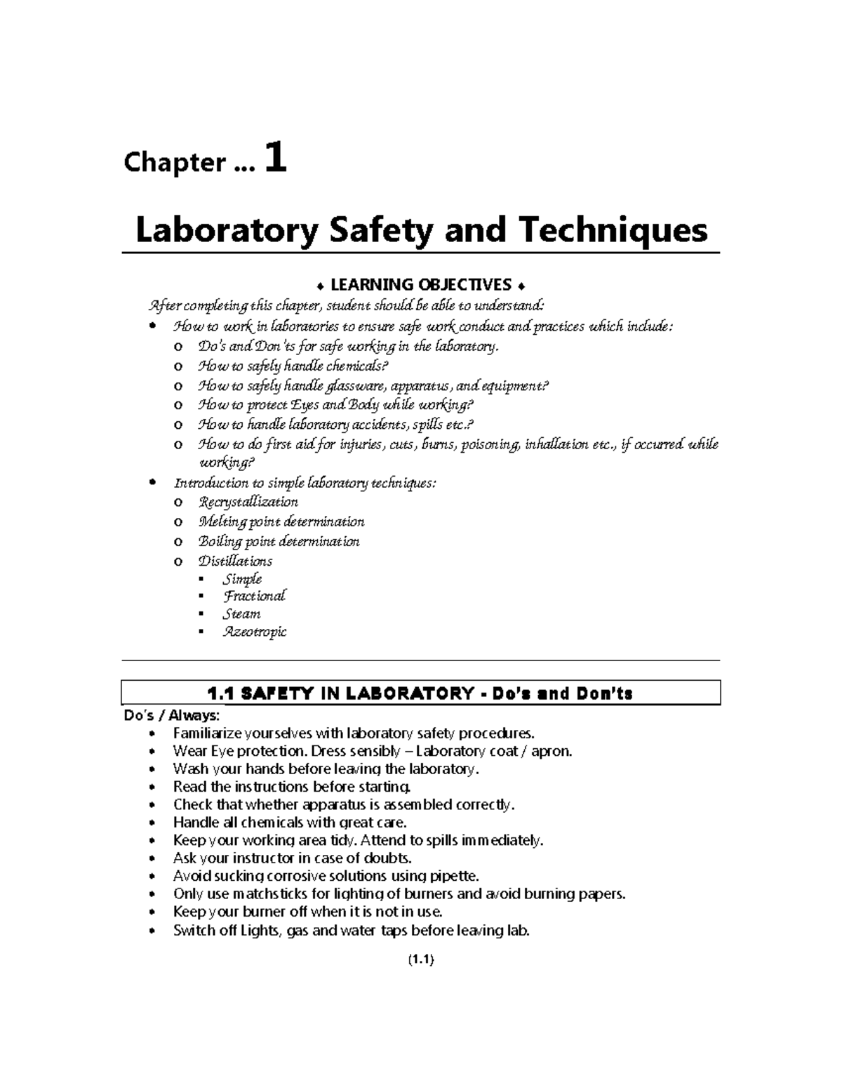 Ch. 1 - Laboratory Safety and Techniques - (1) Chapter ... 1 Laboratory ...