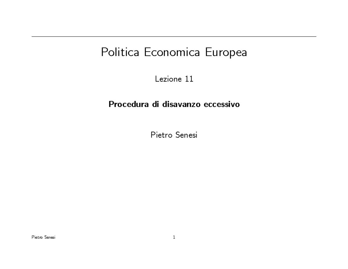 Slides Lezione prof - politica economica - UnitelmaSapienza - Studocu