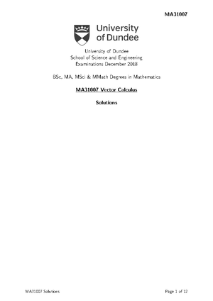 Worksheet 1 - wsheet 1 sol - University of Dundee Mathematics MA31007 ...