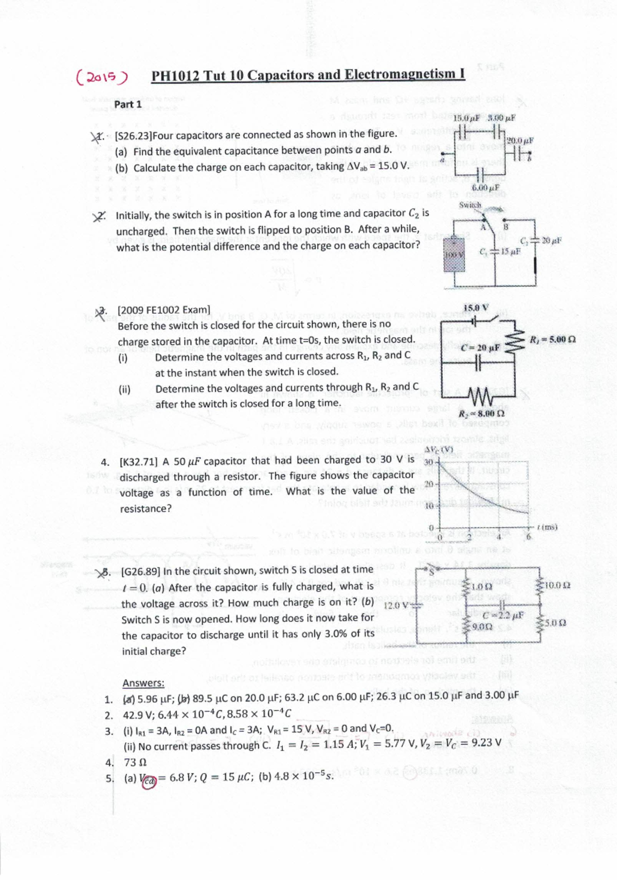 2015 ph1012 tutorial 10 solution - PH1012 - Studocu