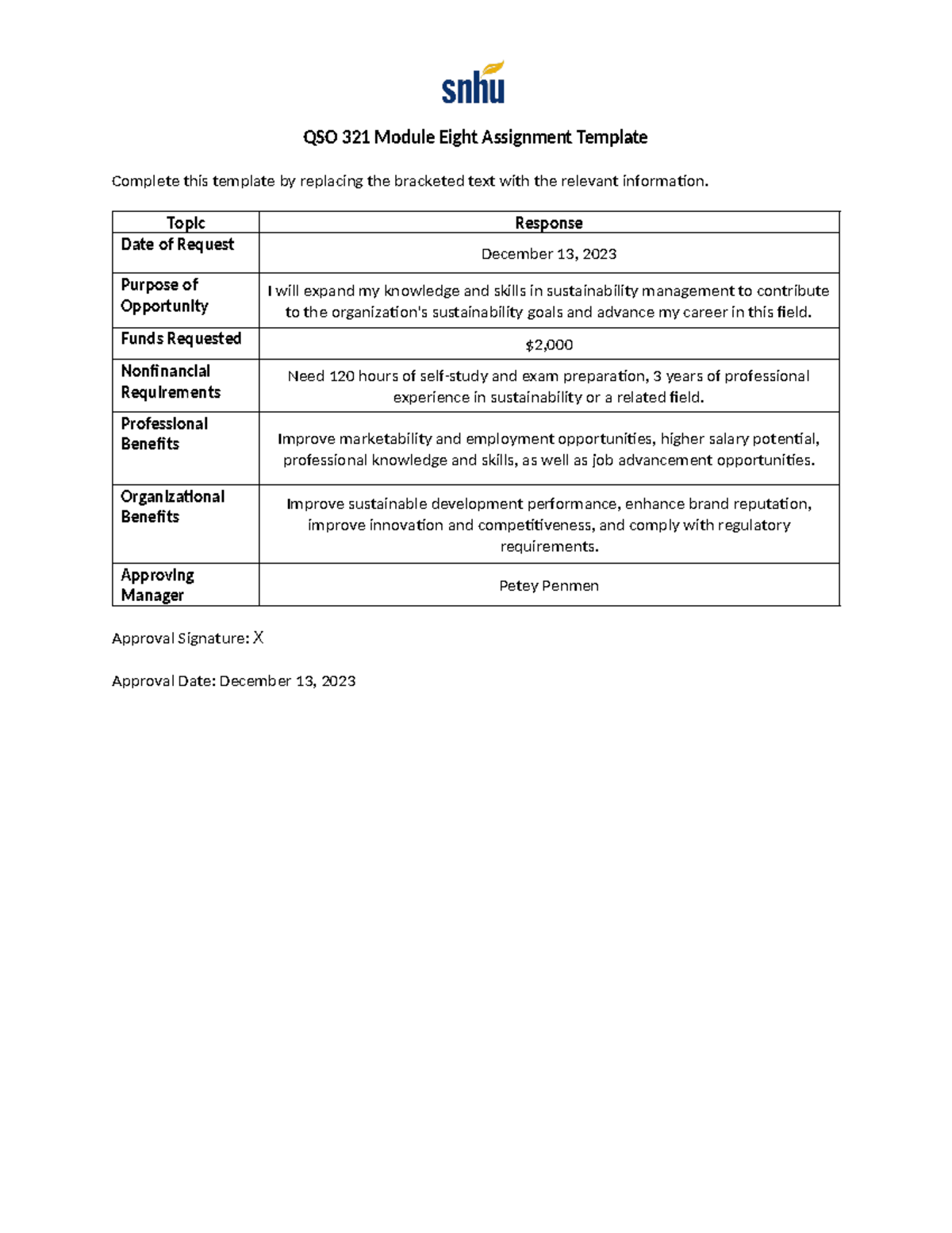 QSO 321 Module Eight Assignment - Topic Response Date of Request ...