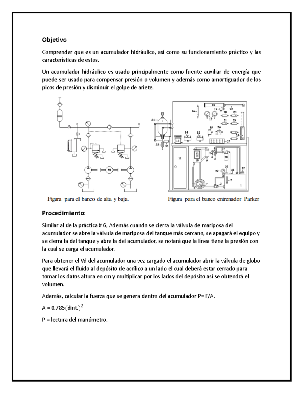 Practica 9 de potencia fluida - Objetivo Comprender que es un acumulador hidráulico, así como su ...