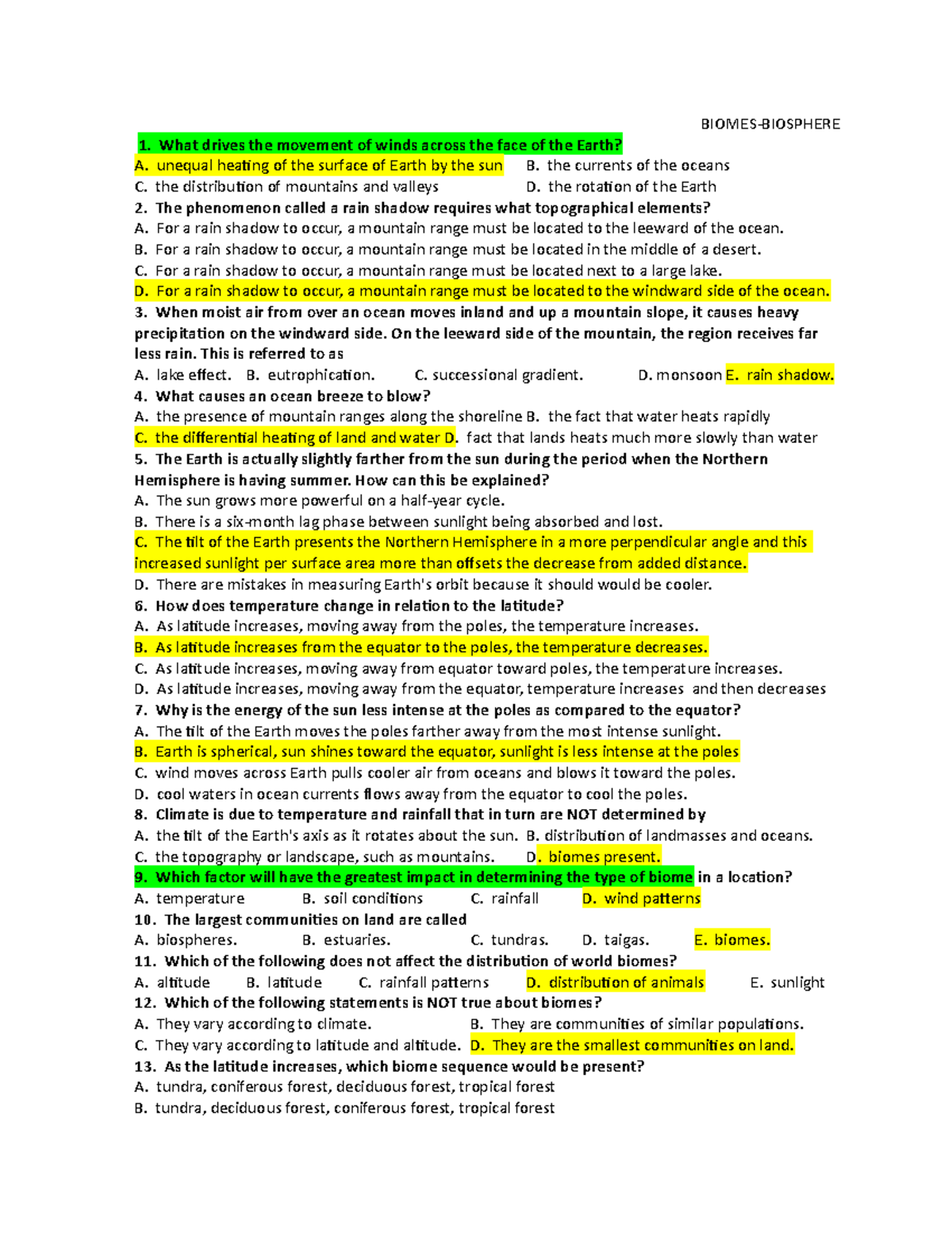 Q-ecology (QUESTIONS ) - 1. What drives the movement of winds across ...
