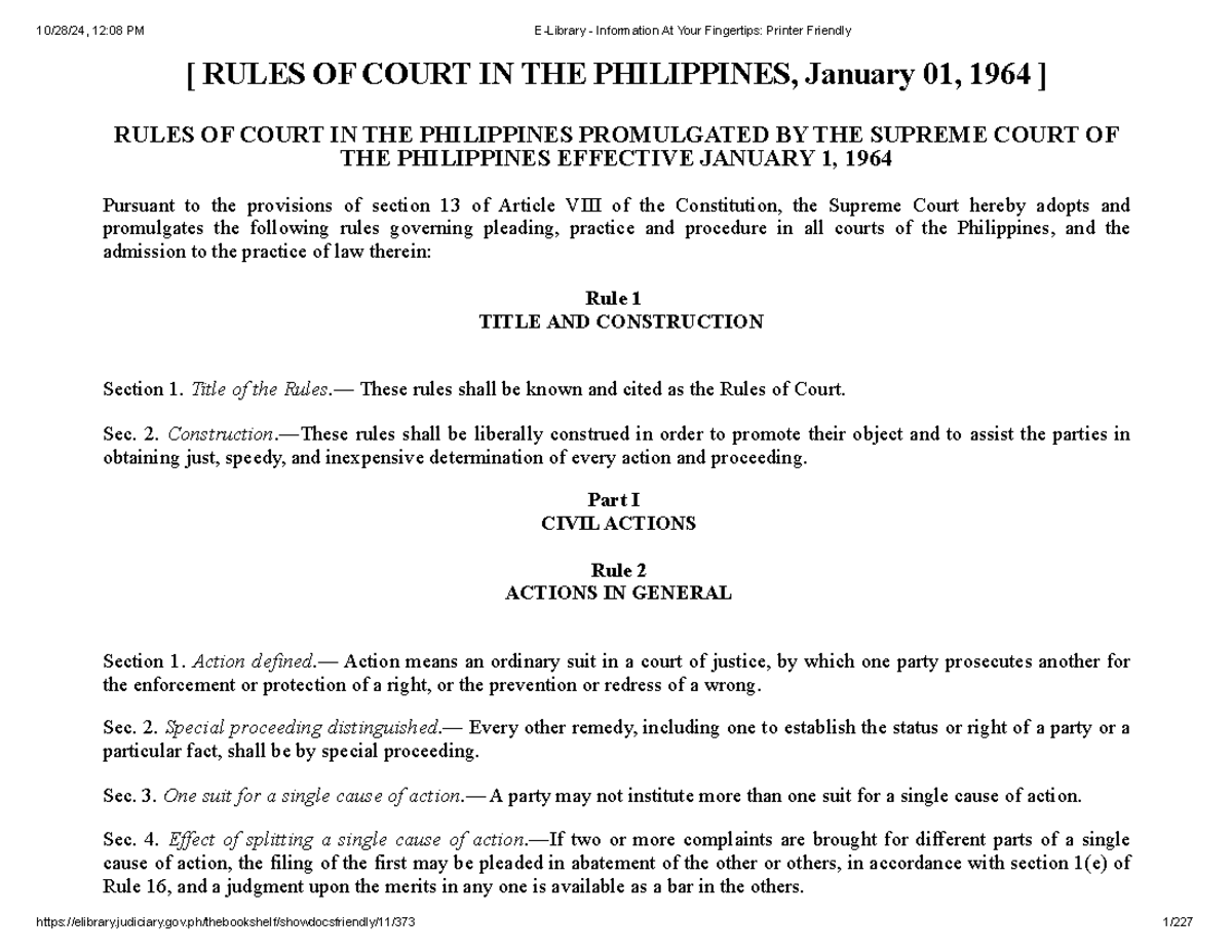 Rules of Court pdf - [ RULES OF COURT IN THE PHILIPPINES, January 01 ...
