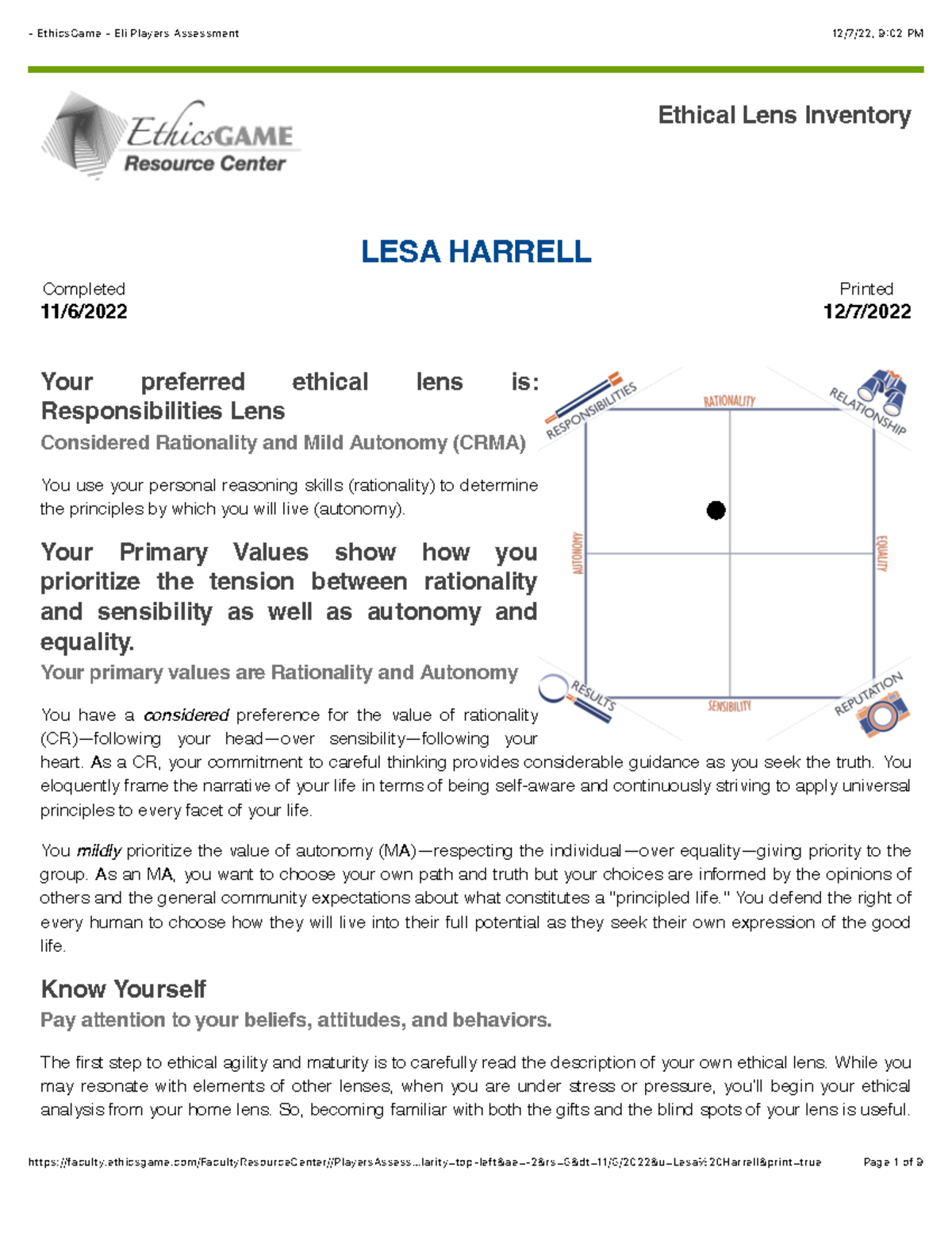 - Ethics Game - Eli Players Assessment - Ethical Lens Inventory ...