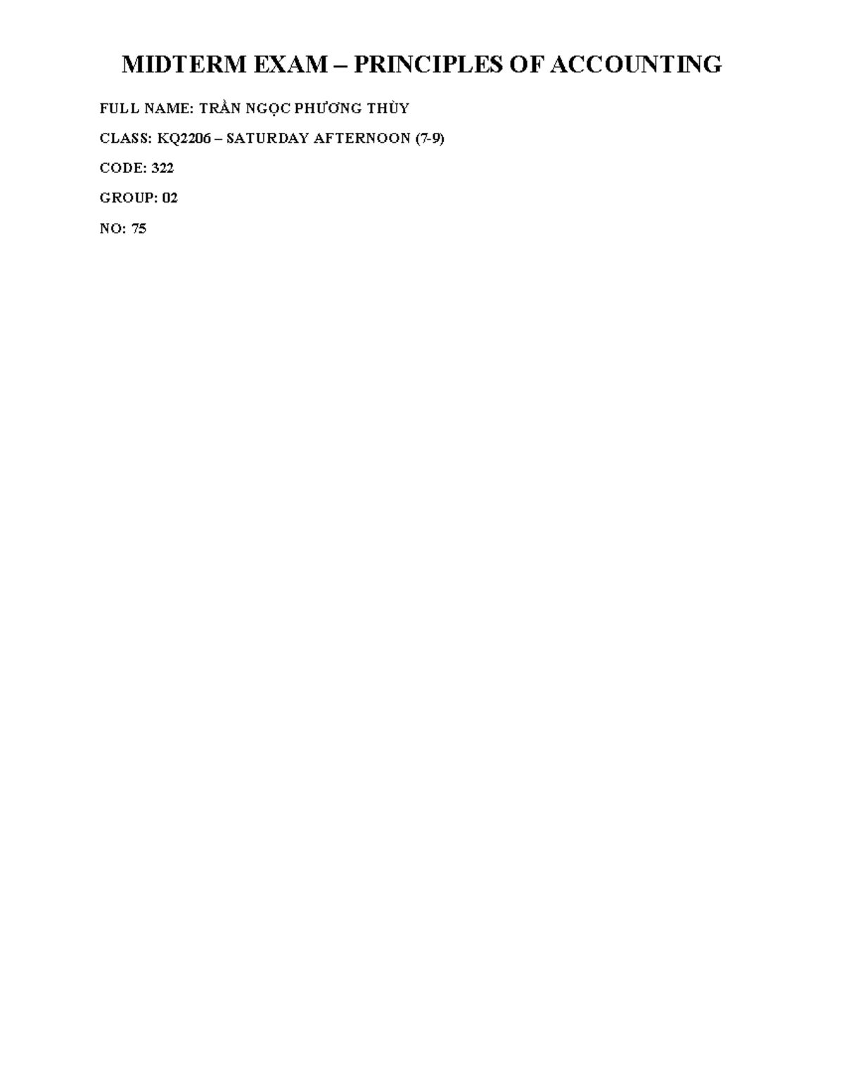 Midterm Paper - nlkt - FULL NAME: TRẦN NGỌC PHƯƠNG THÙY CLASS: KQ2206 ...