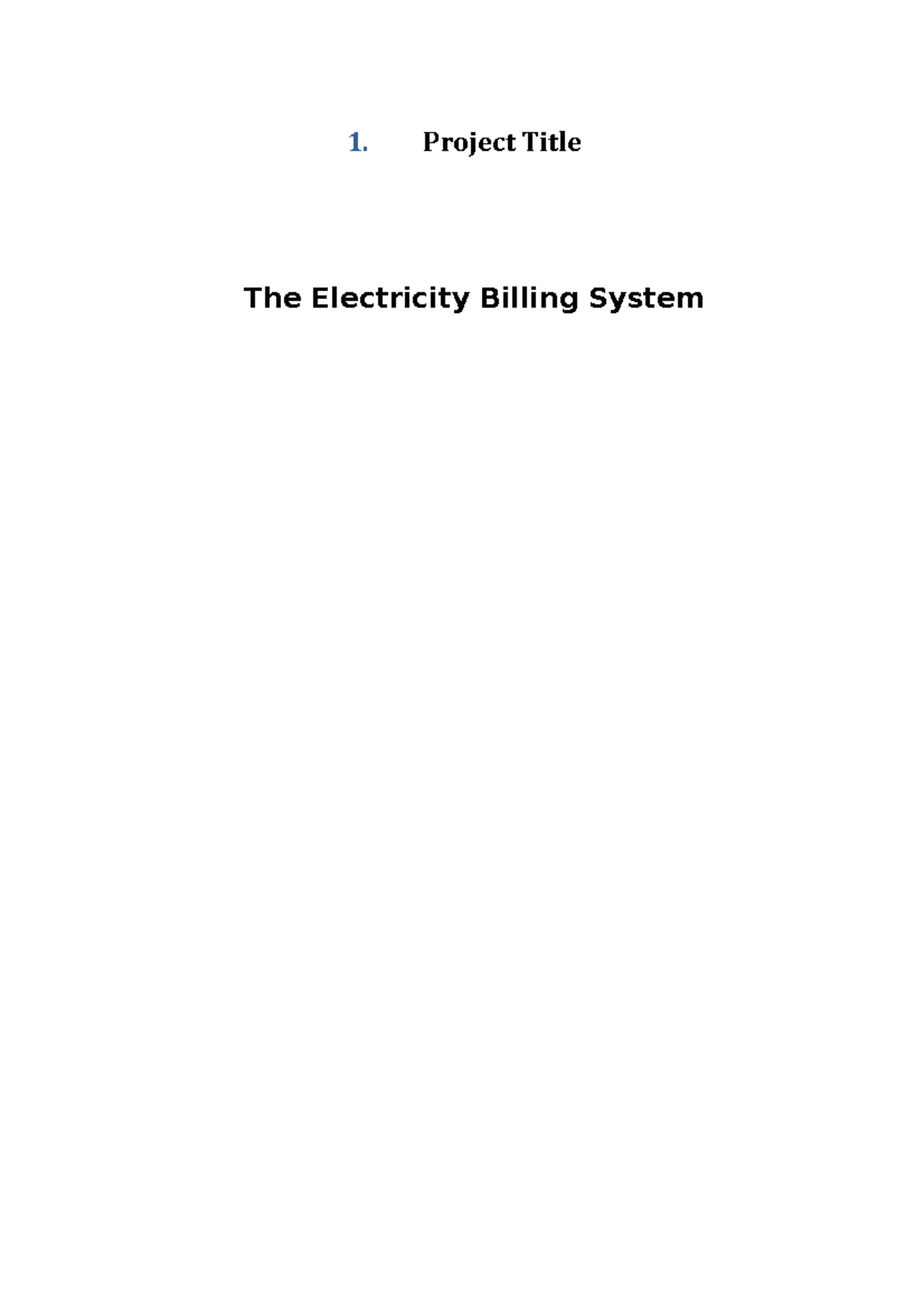 Synopsis - 1. Project Title The Electricity Billing System 2 ...