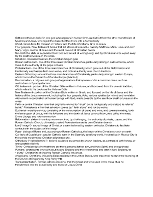 chapter 10 key terms religion - Prophets- human beings, through whom ...