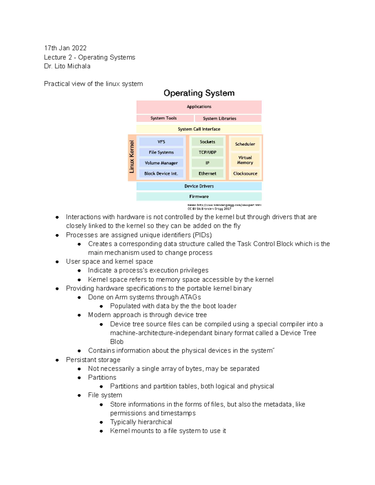 Operating Systems Lecture 2 - 17th Jan 2022 - 17th Jan 2022 Lecture 2 ...