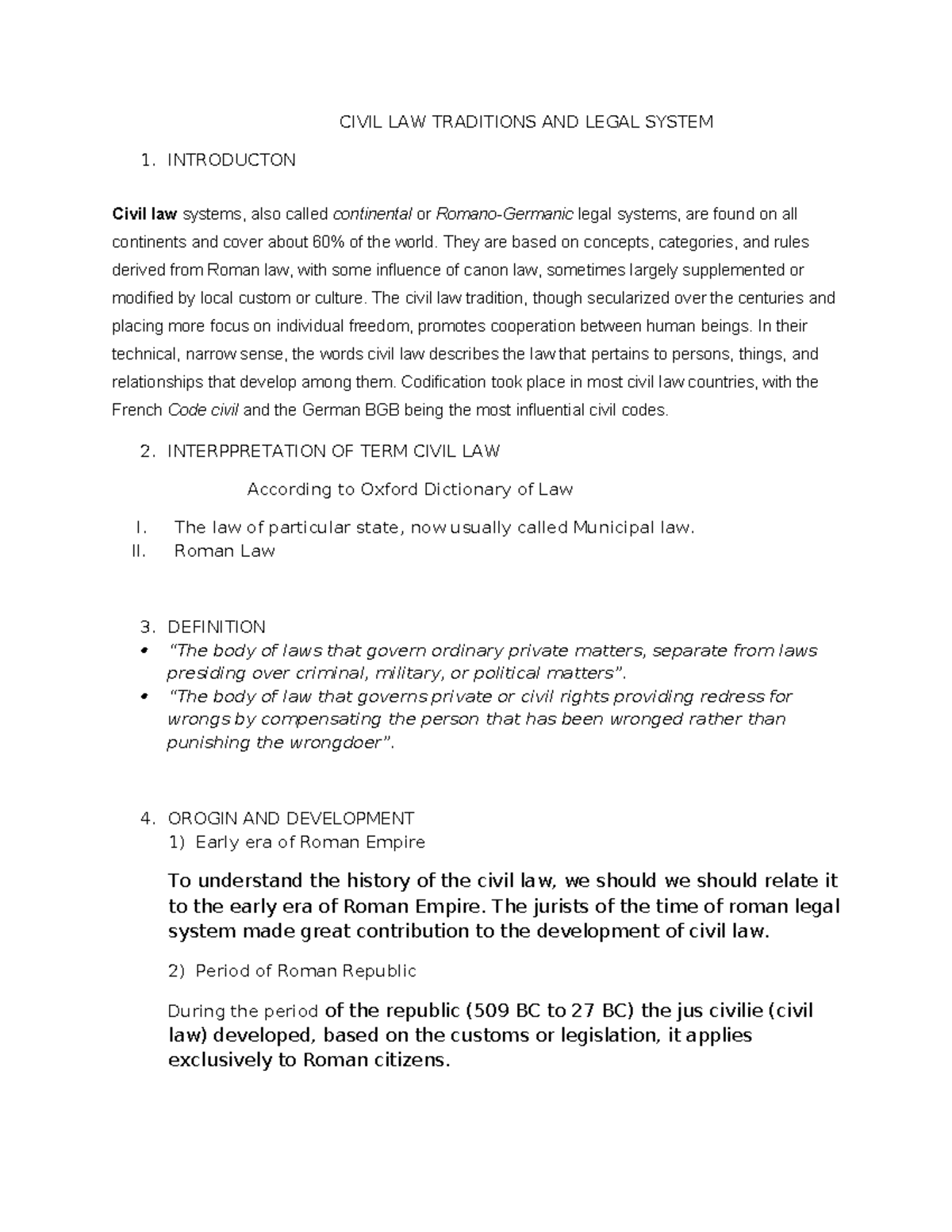 Civil LAW Traditions AND Legal System - CIVIL LAW TRADITIONS AND LEGAL ...