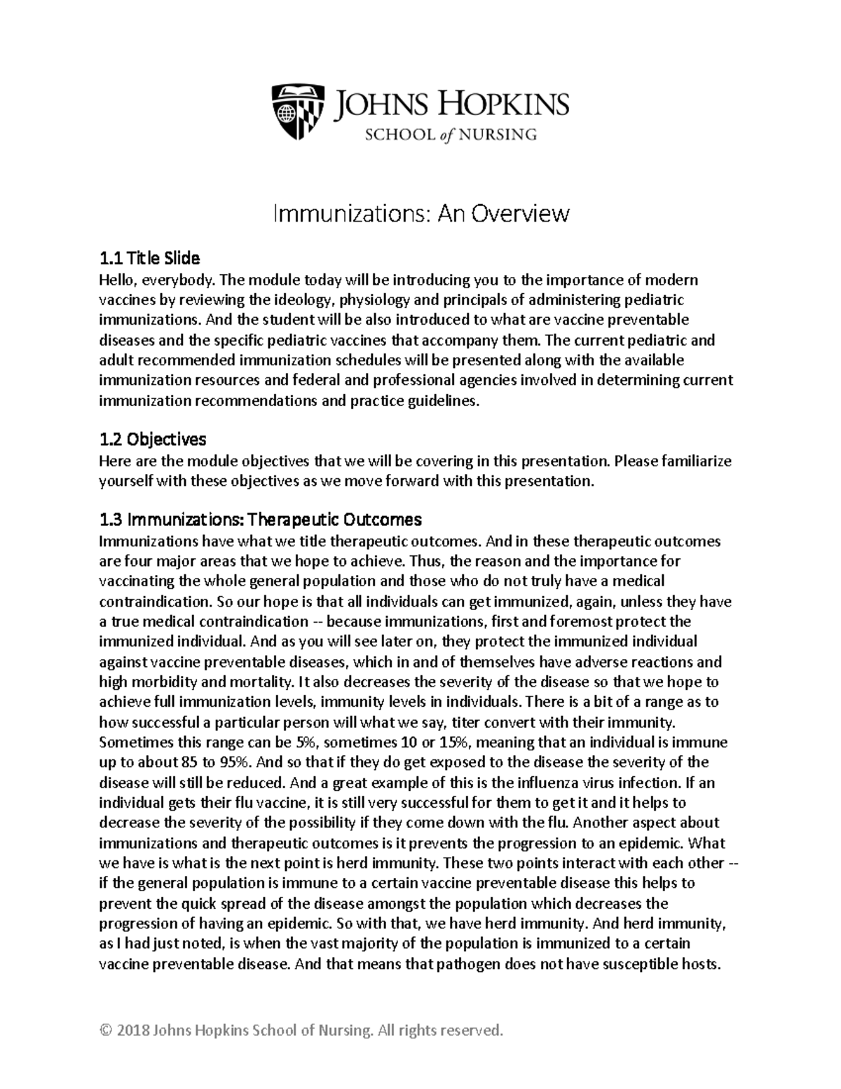 Transcript Immunizations-1-1 - Immunizations: An Overview 1 Title Slide ...