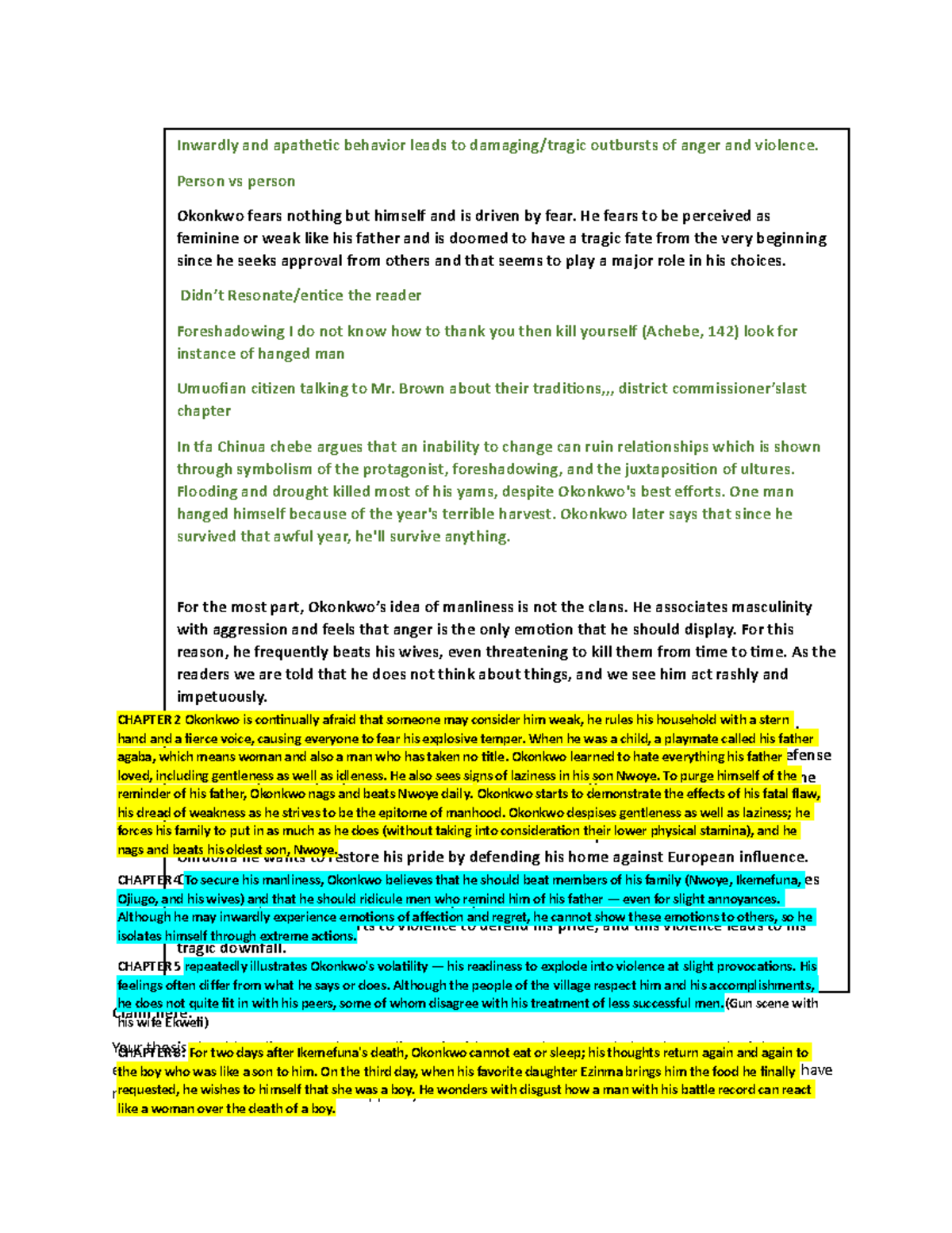 Thesis+Evidence Work TURN IN - Claim here: Your thesis should outline ...