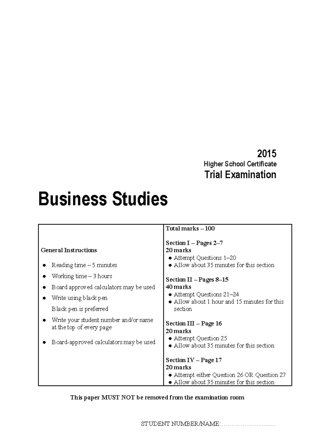 2015 - 12 Business Studies Questions 2015 - 2015 Higher School ...