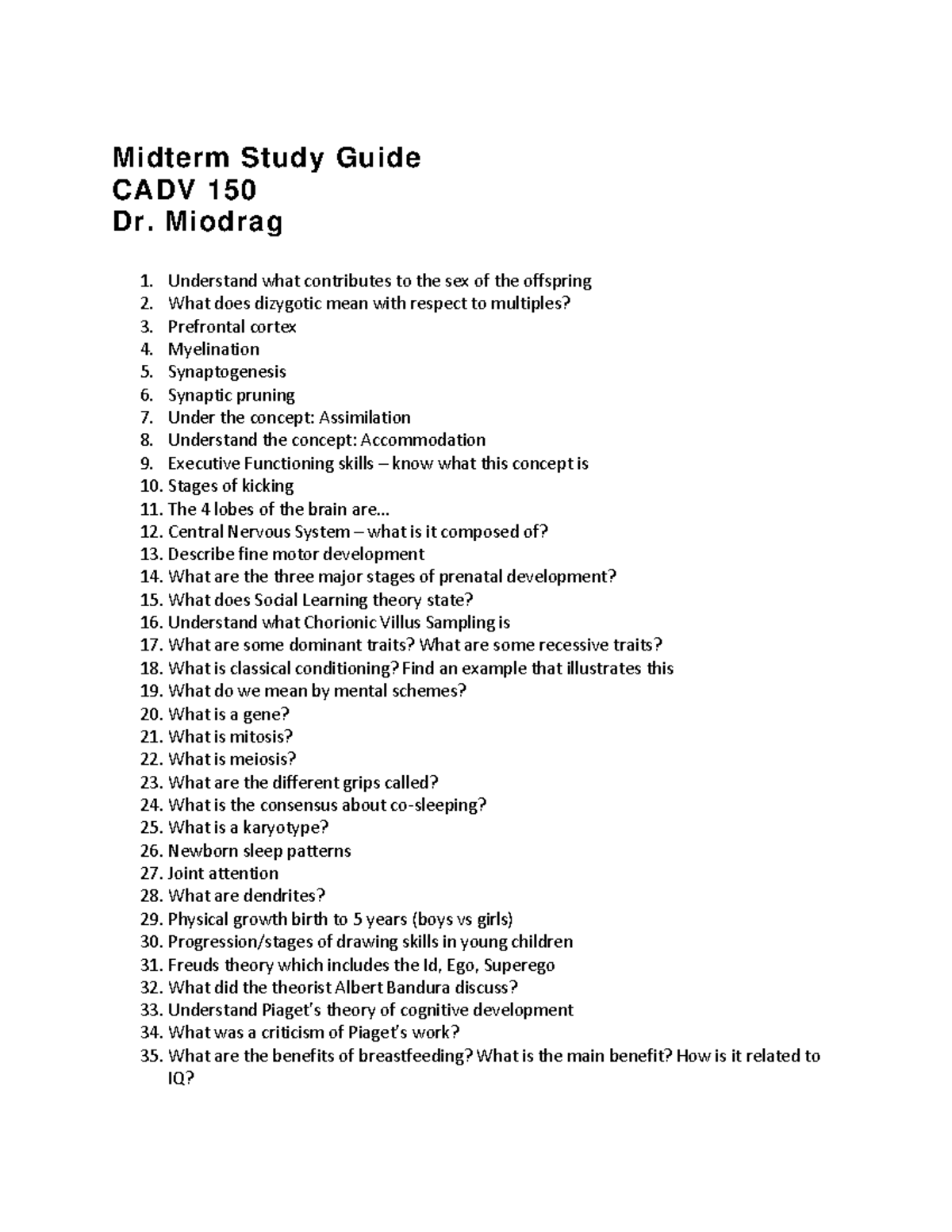 Midterm Study Guide Spring 2022 Remote - Midterm Study Guide CADV 150 ...