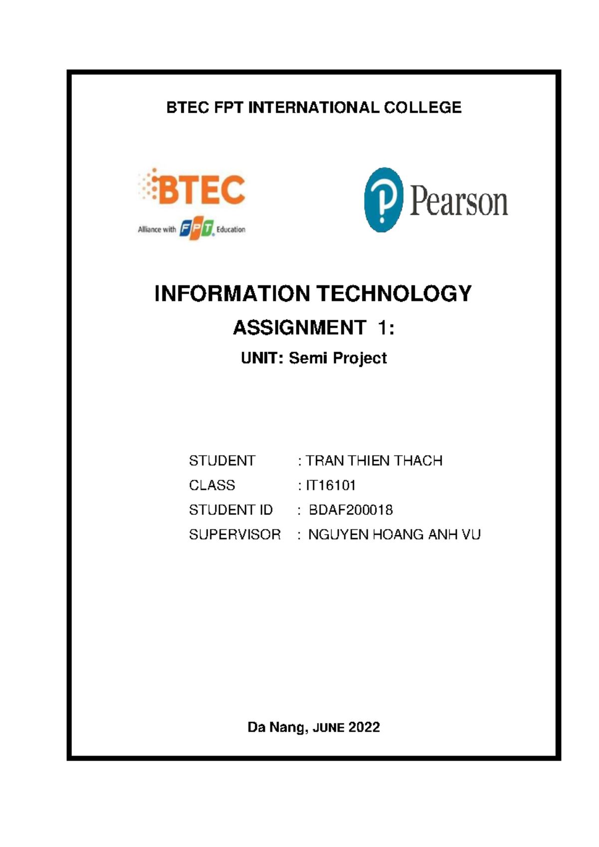 Semi asm1 Tranthienthach - BTEC FPT INTERNATIONAL COLLEGE INFORMATION ...