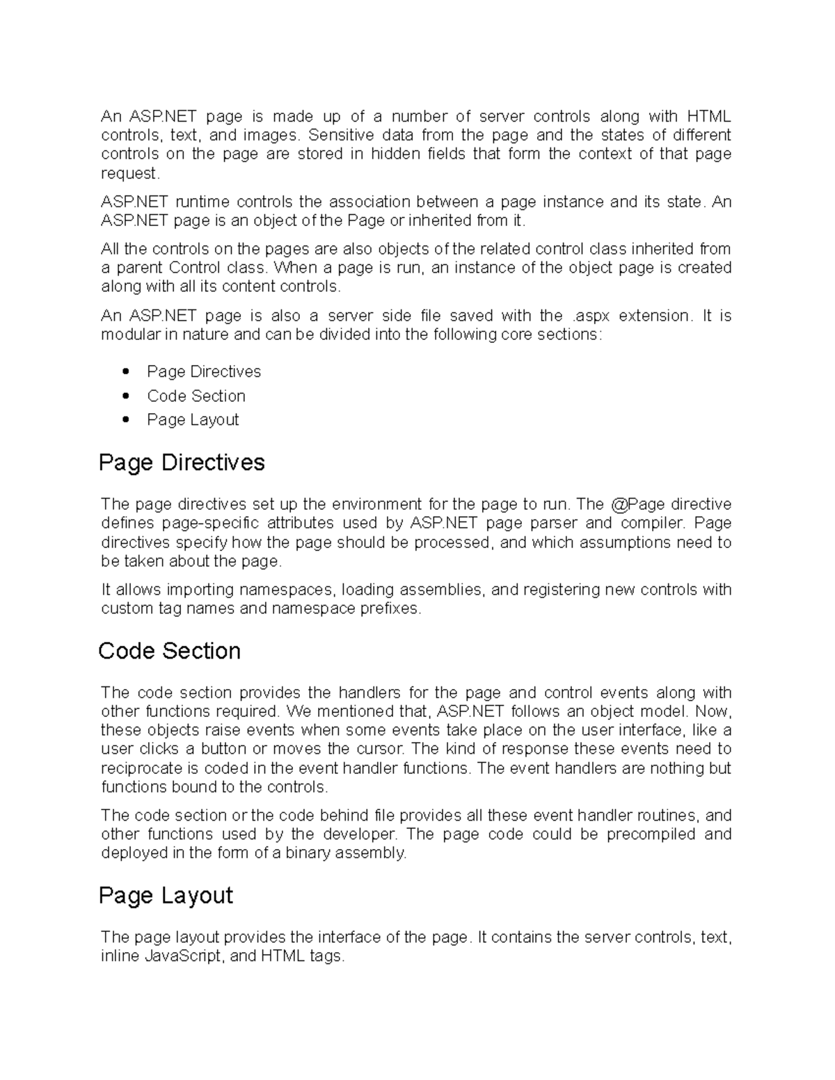 An ASP learning example - An ASP page is made up of a number of server ...