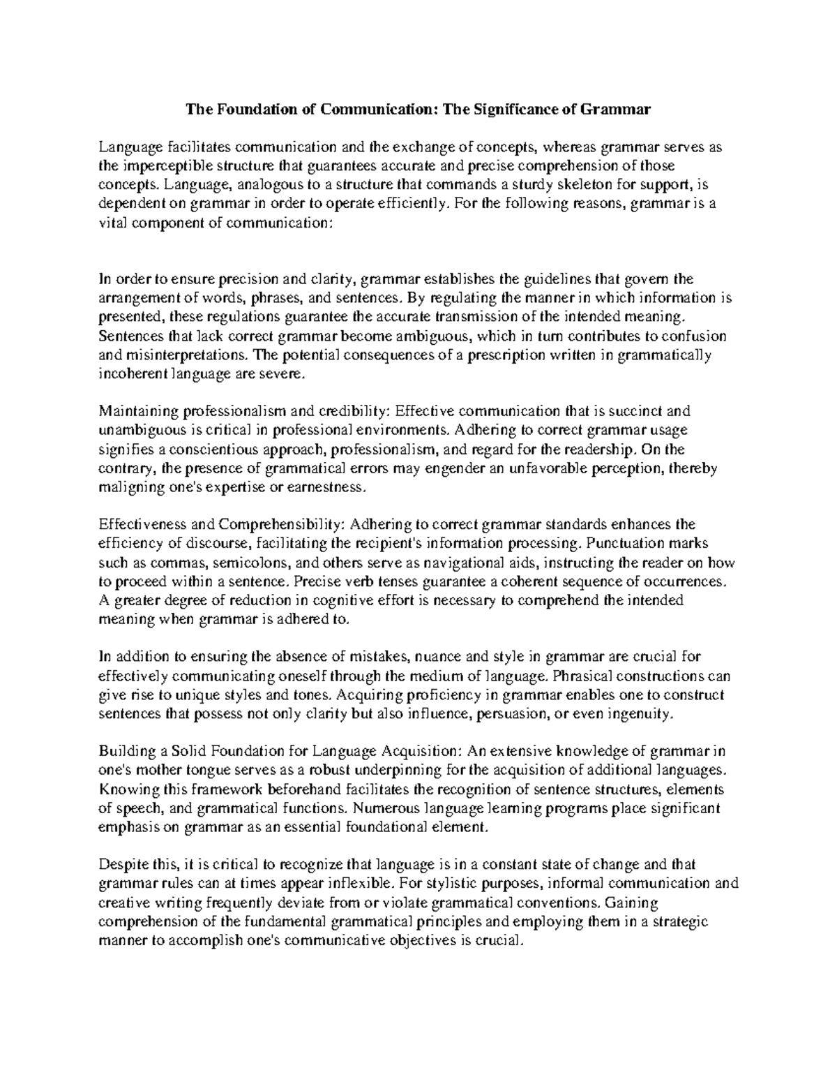 The Foundation of Communication - Language, analogous to a structure ...