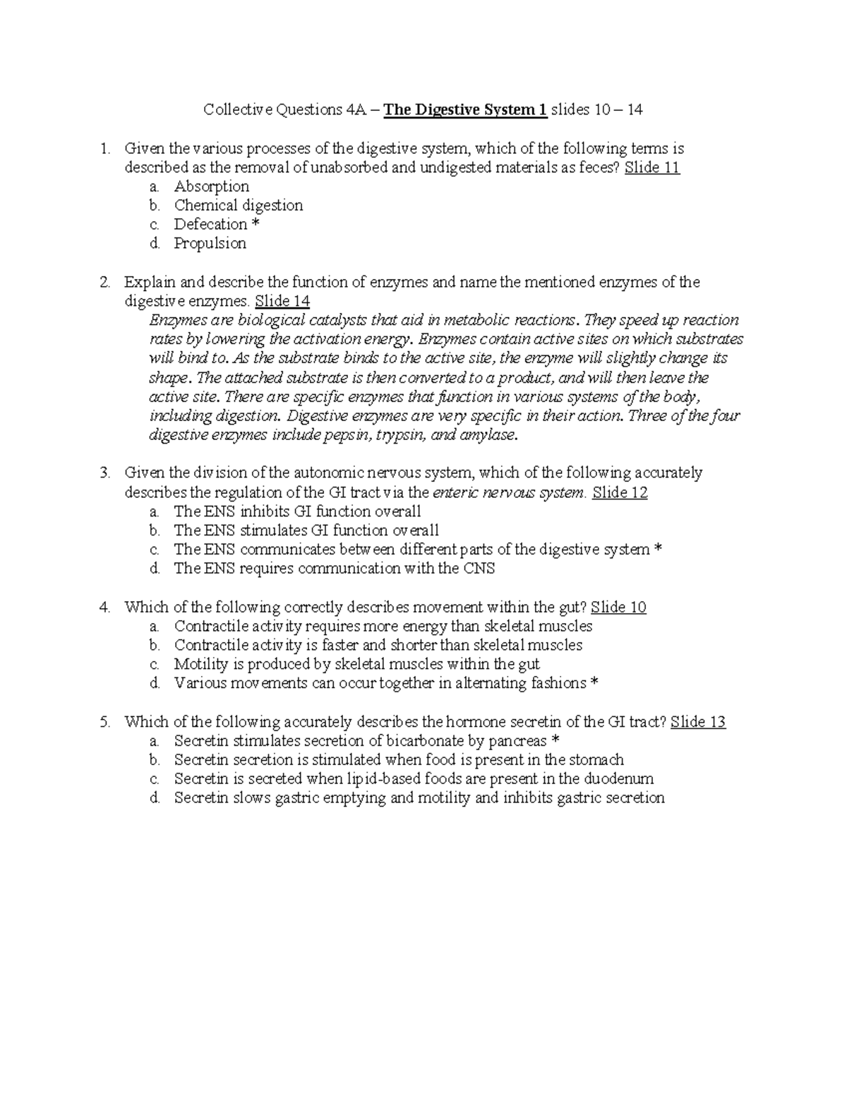 CQ4 - Collective questions - Collective Questions 4A – The Digestive ...