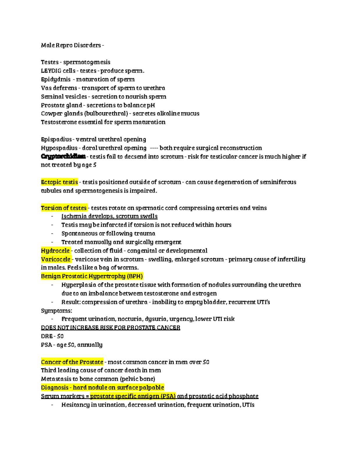 Repro, STD - Notes - Male Repro Disorders - Testes - spermatogenesis ...