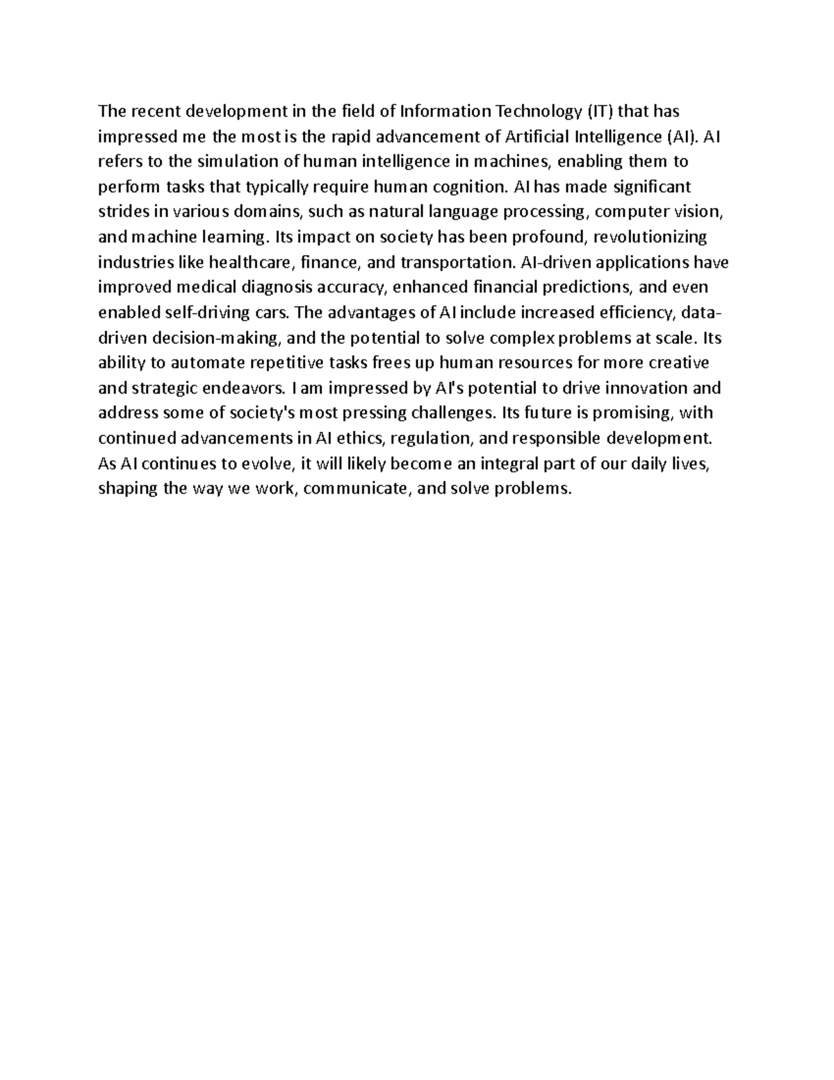 Unit1 - good - The recent development in the field of Information ...