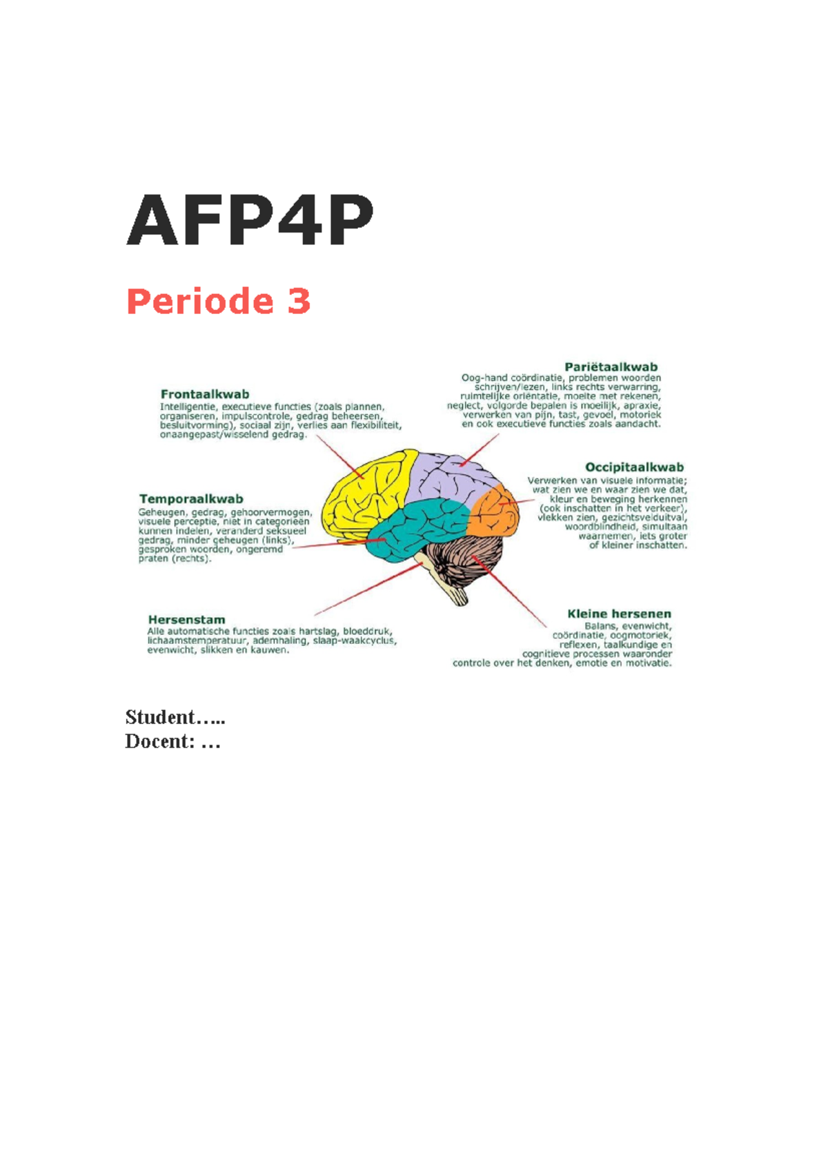 AFP4 samenvatting en huiswerk def - AFP4P Periode 3 Student..... Docent ...