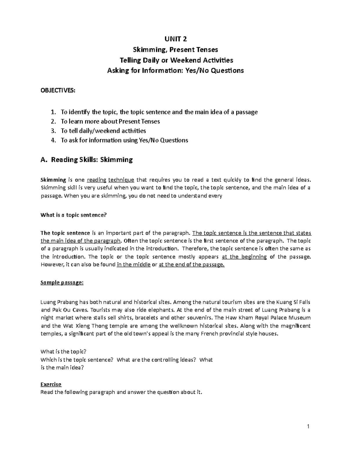 UNIT 2 Rvsed Integrated English TA 2019 - 2020 - UNIT 2 Skimming ...